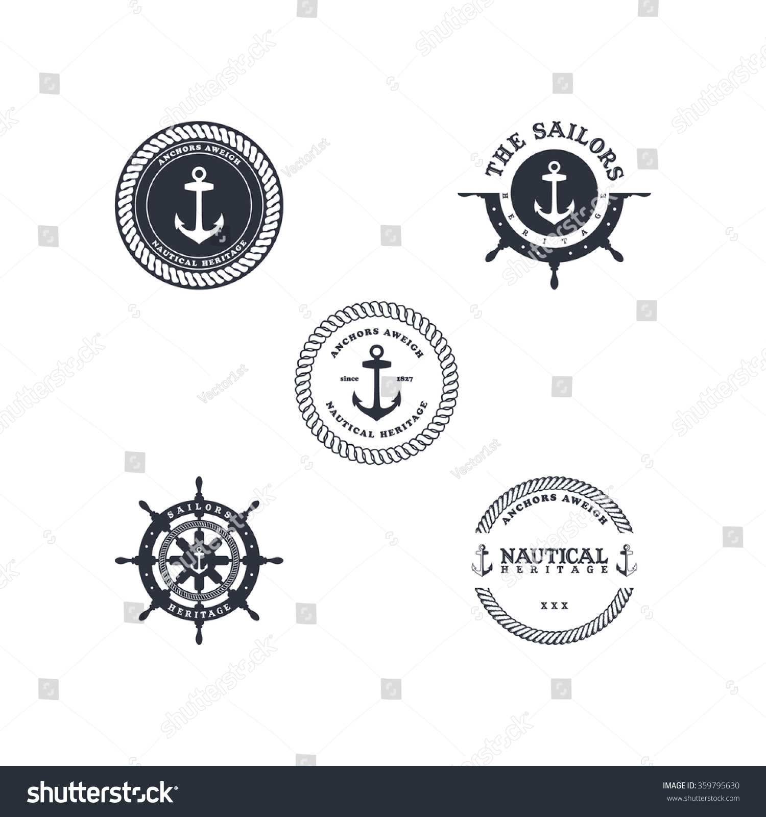 Anchor Sailor Nautical Symbol Theme Stock Vector (Royalty Free) 359795630