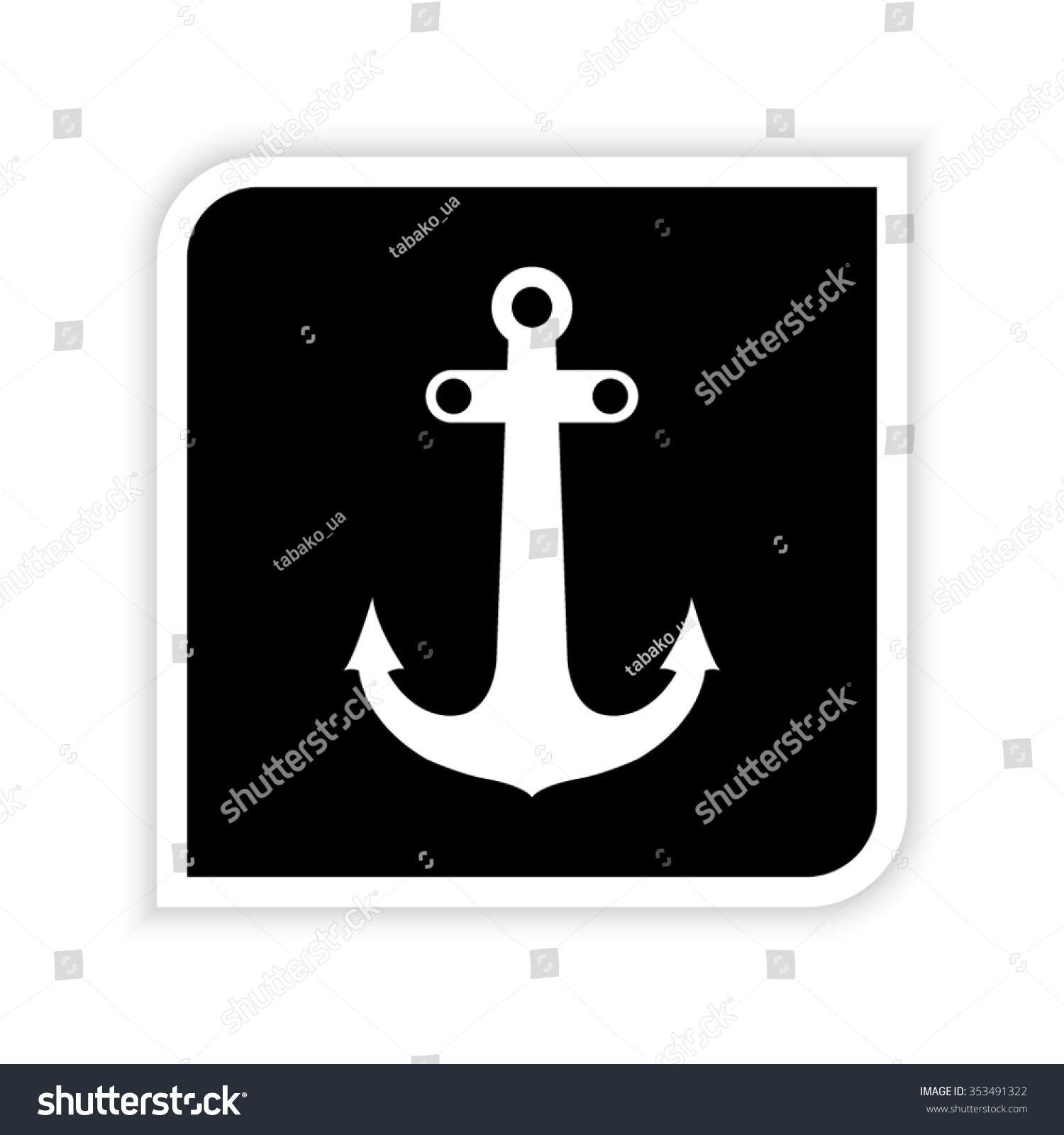 Anchor White Vector Icon Stock Vector (Royalty Free) 353491322 ...