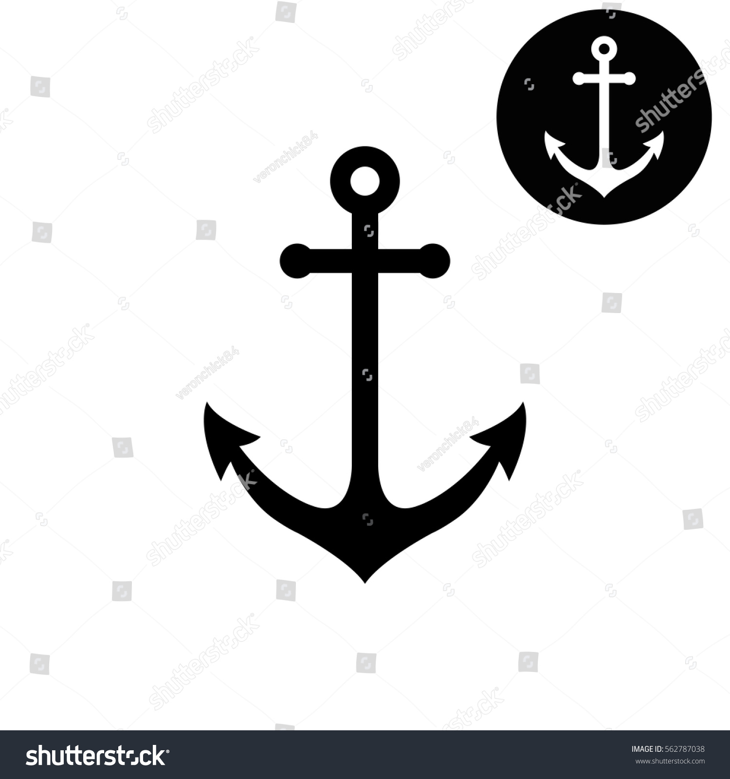 Anchor White Vector Icon Stock Vector (Royalty Free) 562787038 ...
