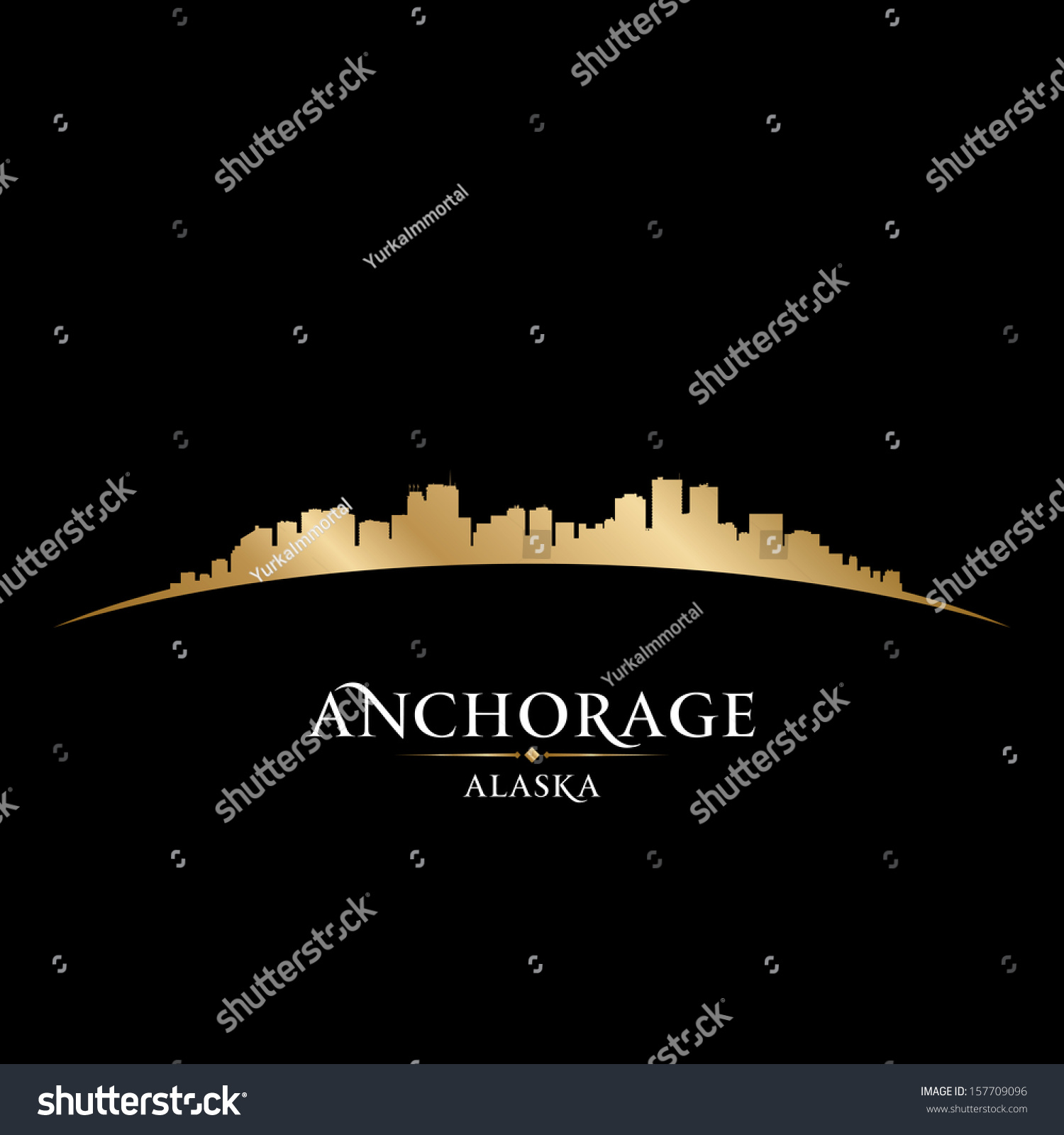 Anchorage Alaska City Skyline Silhouette Vector: vector de stock (libre ... Anchorage Alaska City Skyline Silhouette Vector: vector de stock (libre ...