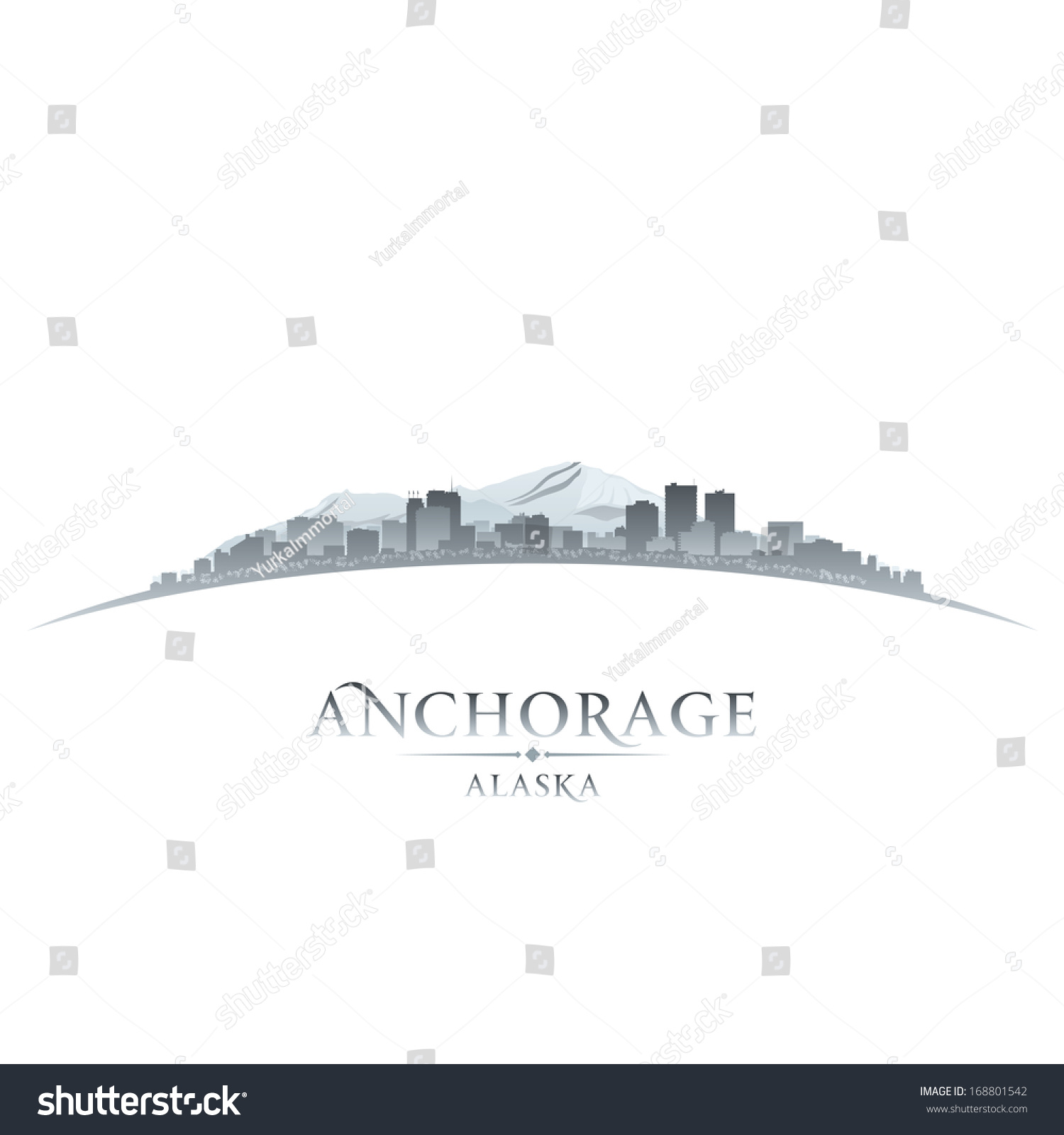 Anchorage Alaska City Skyline Silhouette Vector: vector de stock (libre ... Anchorage Alaska City Skyline Silhouette Vector: vector de stock (libre ...