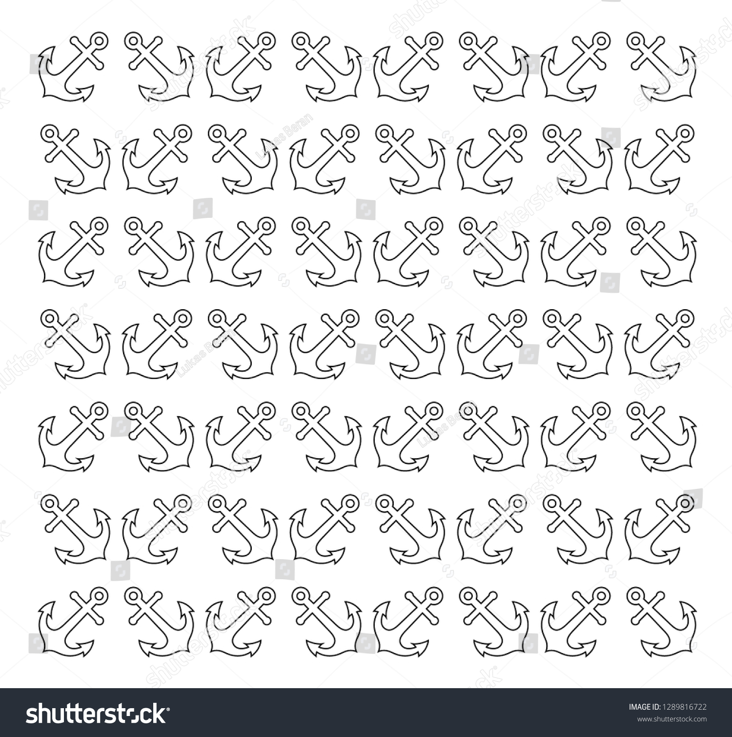 Anchors Pattern Isolated On White Background Stock Vector (Royalty Free ...