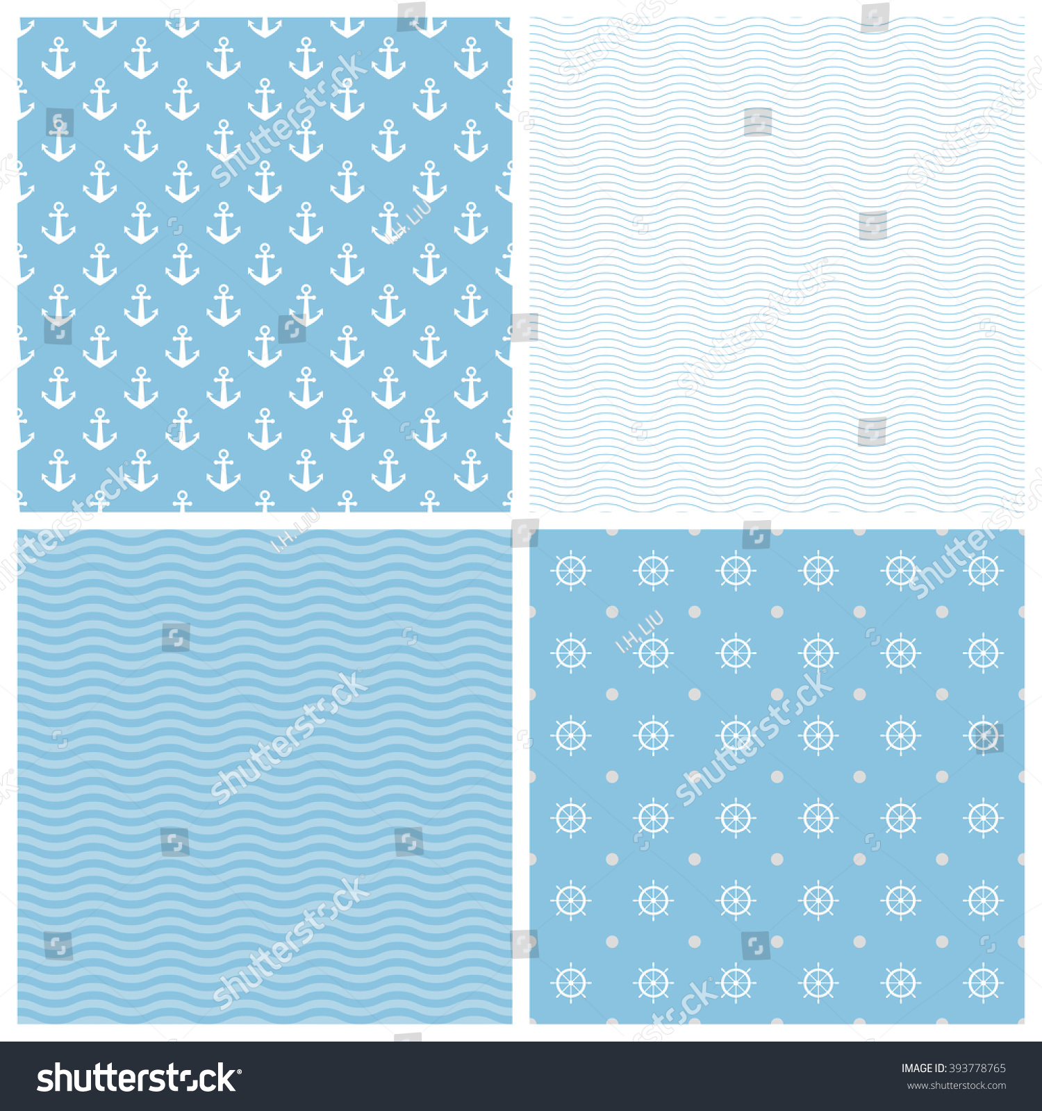 Anchors Rudder Backgroundsvector Seamless Pattern: vector de stock (libre de regalías) 393778765 ...