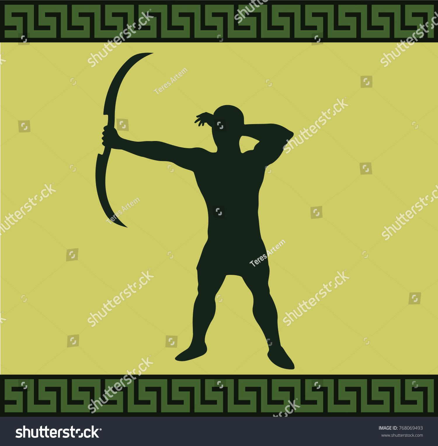 Ancient Archer Silhouette Stock Vector (Royalty Free) 768069493