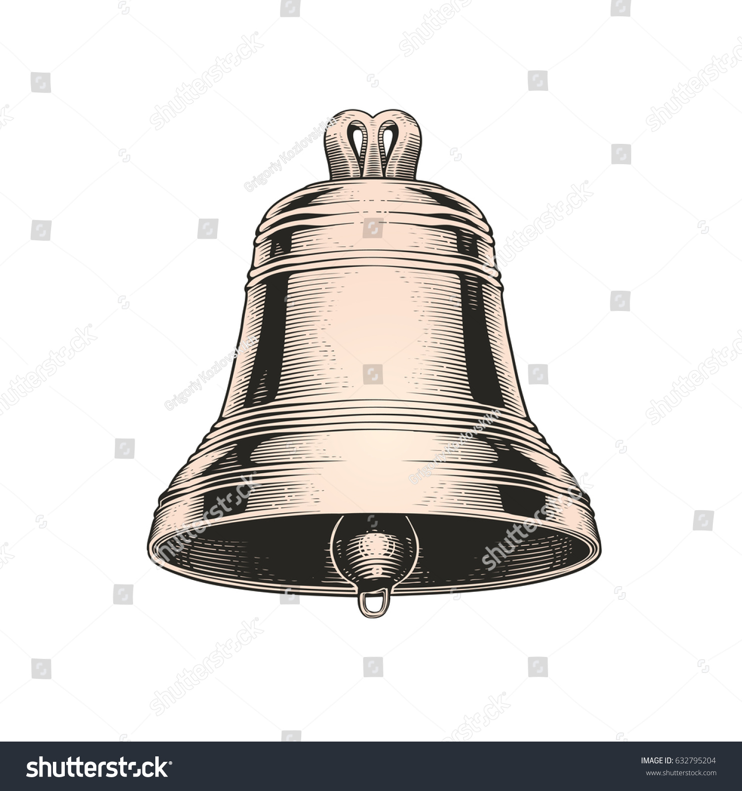 Ancient Bell Vector Engraving Illustration Stock Vector (Royalty Free ...