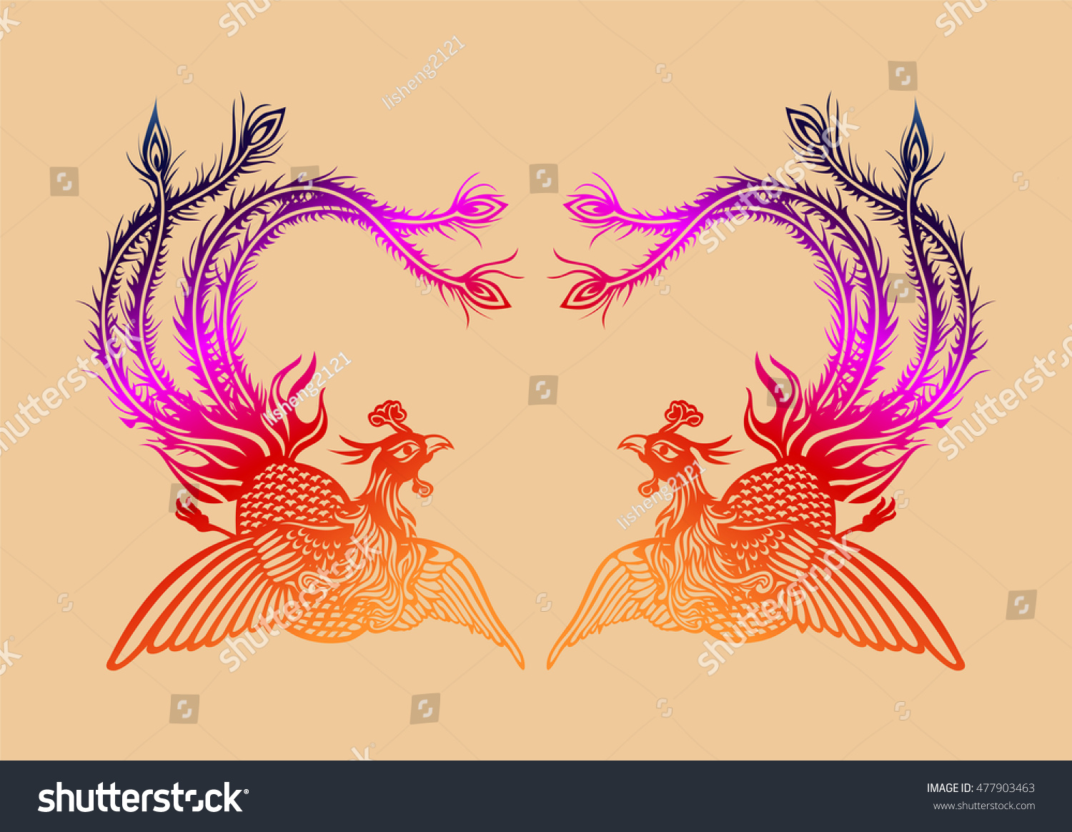 Ancient Chinese Phoenix Pattern Stock Vector (Royalty Free) 477903463 ...