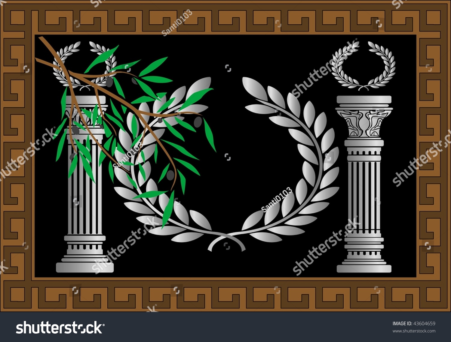 Ancient Columns Wreath Greek Pattern Vector Stock Vector (Royalty Free ...