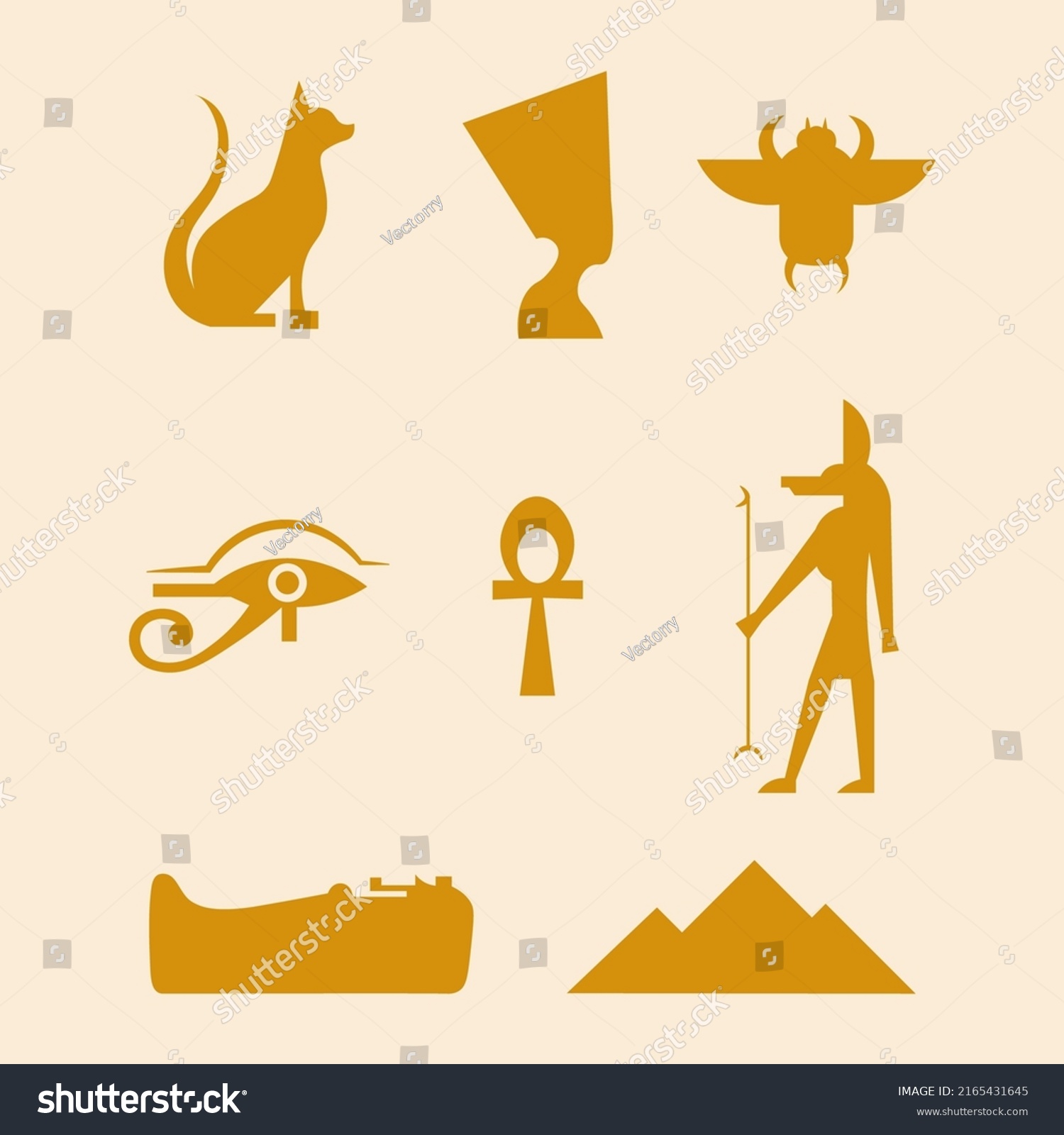 Ancient Egypt Symbols Vector Icon Set Stock Vector (Royalty Free ...