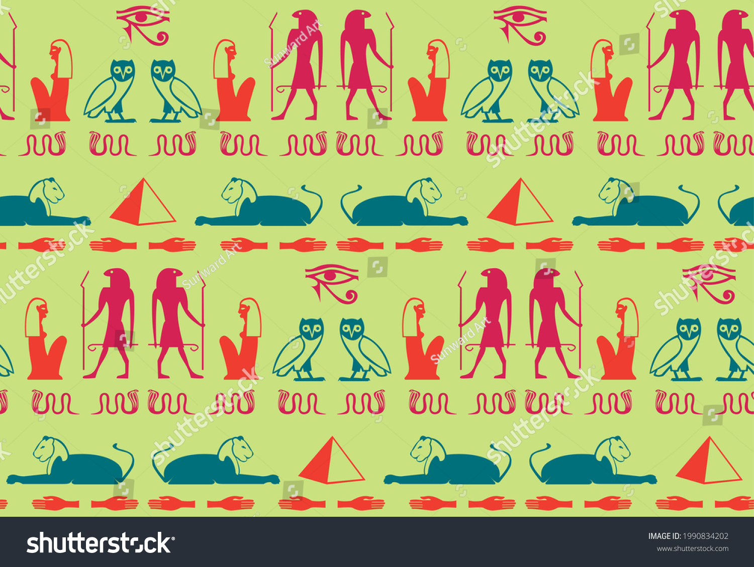 Ancient Egyptian Hieroglyphics Script Elements Seamless Stock Vector ...