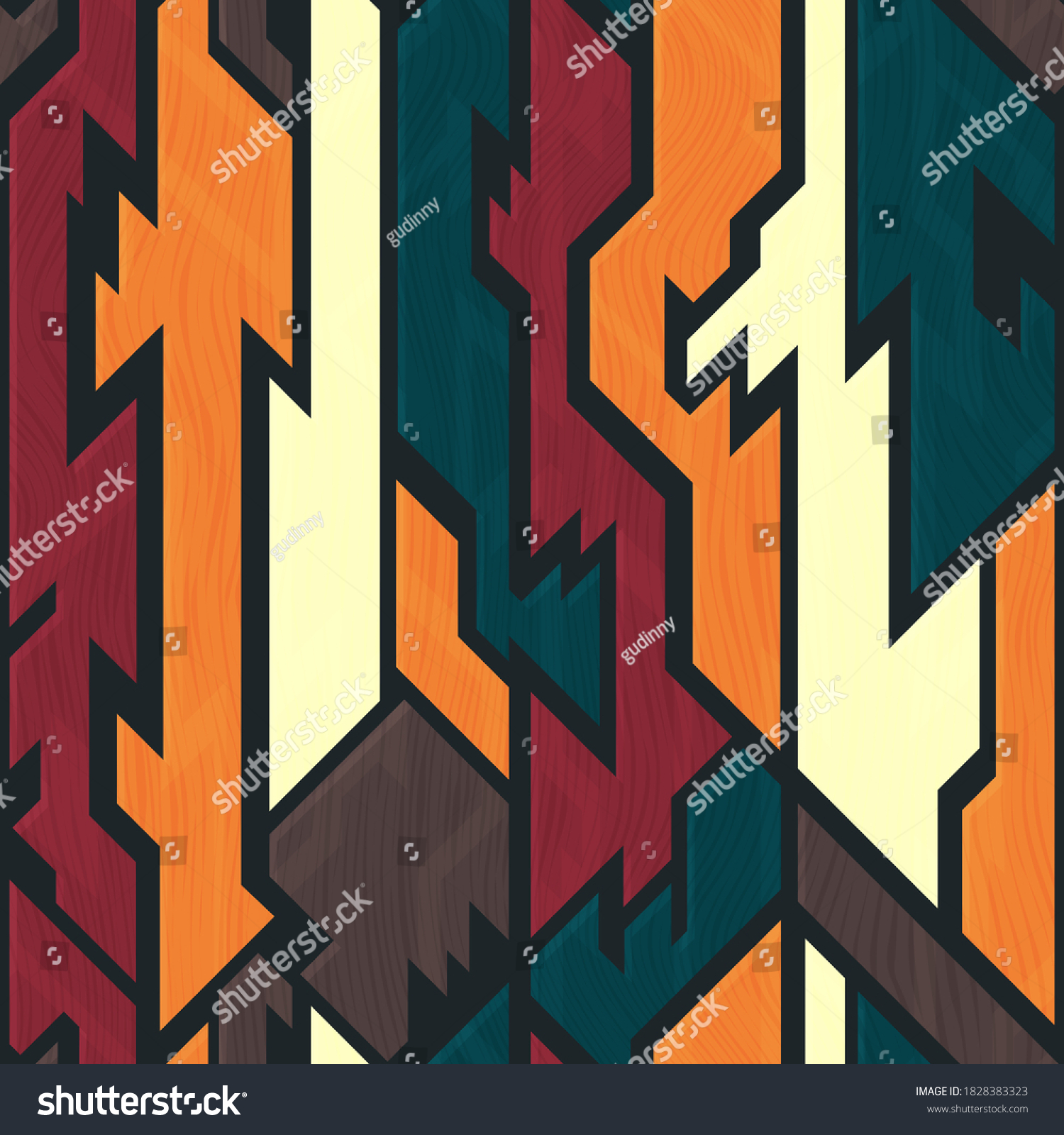 Ancient Geometric Pattern Wood Effect Stock Vector (Royalty Free ...