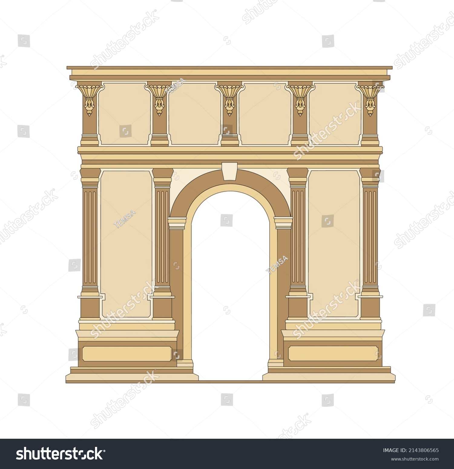 Ancient Hand Drawn Baroque Arch Stock Vector (Royalty Free) 2143806565 ...