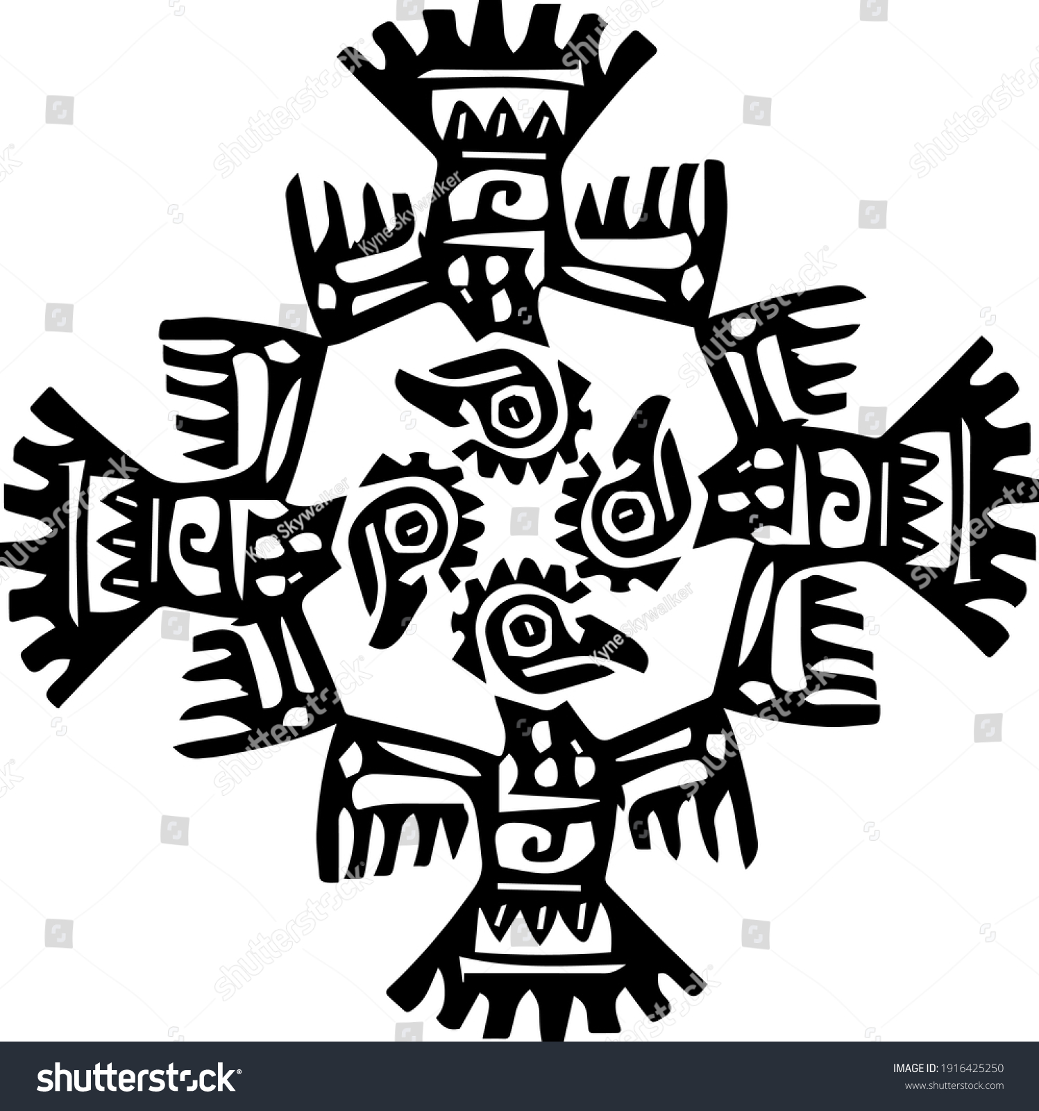 Ancient Incan Mayan Aztec Symbol Pattern: เวกเตอร์สต็อก (ปลอดค่า ...