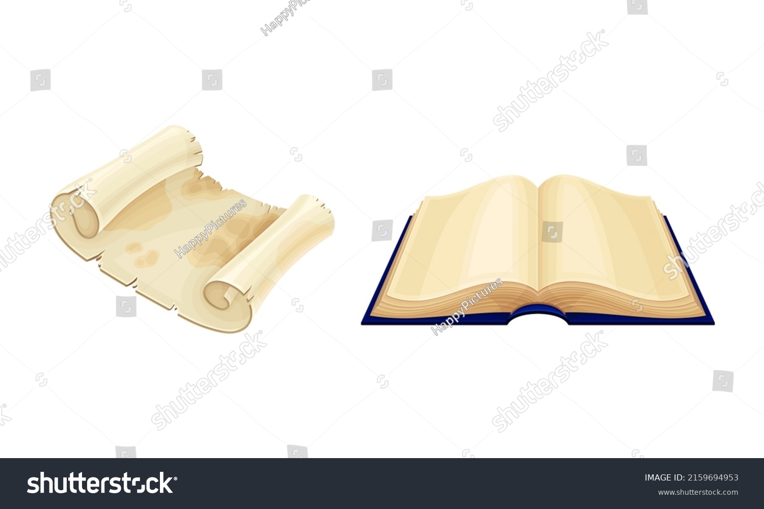 Ancient Parchment Scroll Opened Old Book Stock Vector (Royalty Free ...