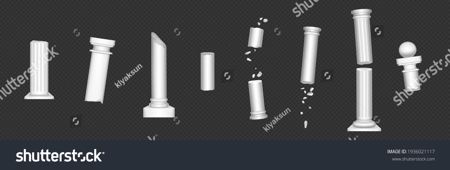 Ancient Roman Columns Broken Marble Pillars: เวกเตอร์สต็อก (ปลอดค่า ...