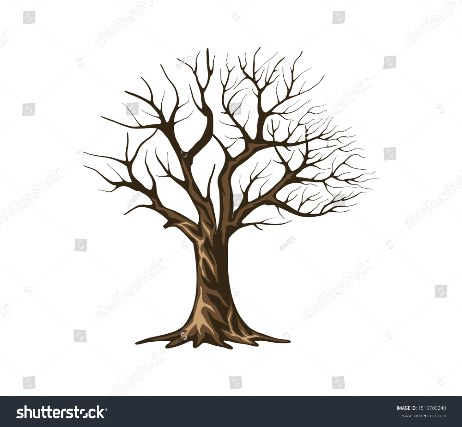 Ancient Tree Vector Hand Drawn Dead Stock Vector (Royalty Free) 1510703240