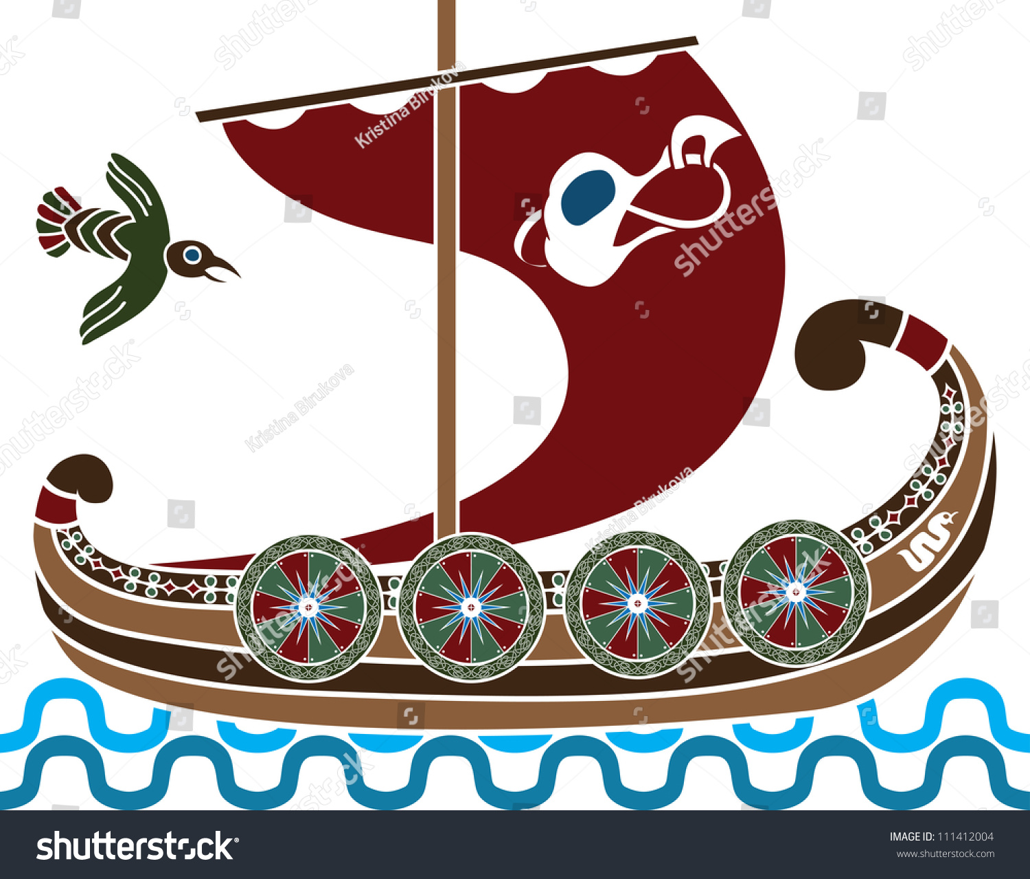 Ancient Vikings Ship Shields Stencil Second: vector de stock (libre de ...