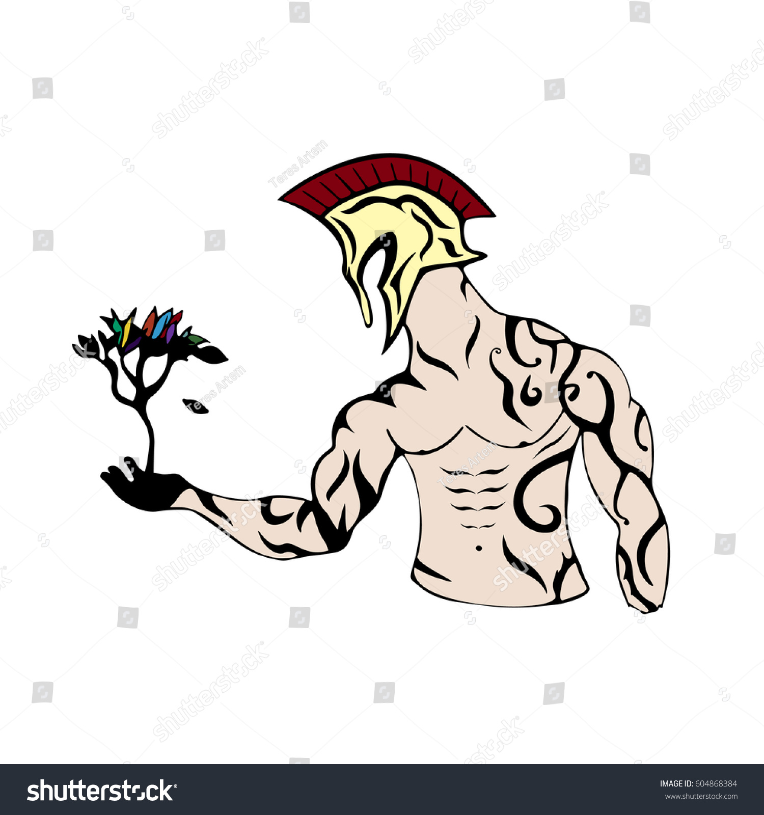 Ancient Warrior Tree Stock Vector (Royalty Free) 604868384 | Shutterstock