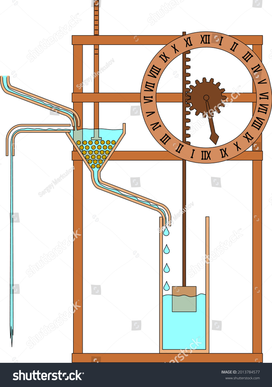 Ancient Water Clock Gear Stock Vector (Royalty Free) 2013784577