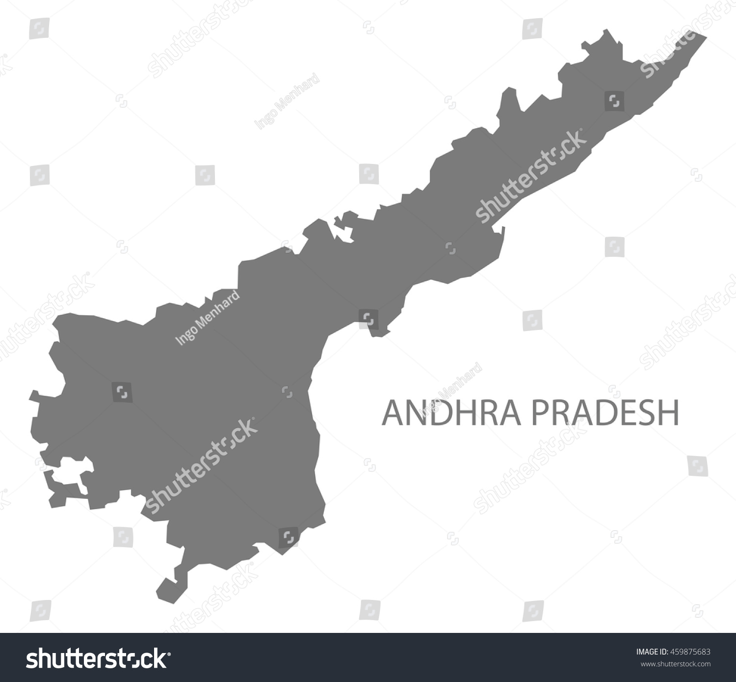 Andhra Pradesh India Map Grey Stock Vector (Royalty Free) 459875683