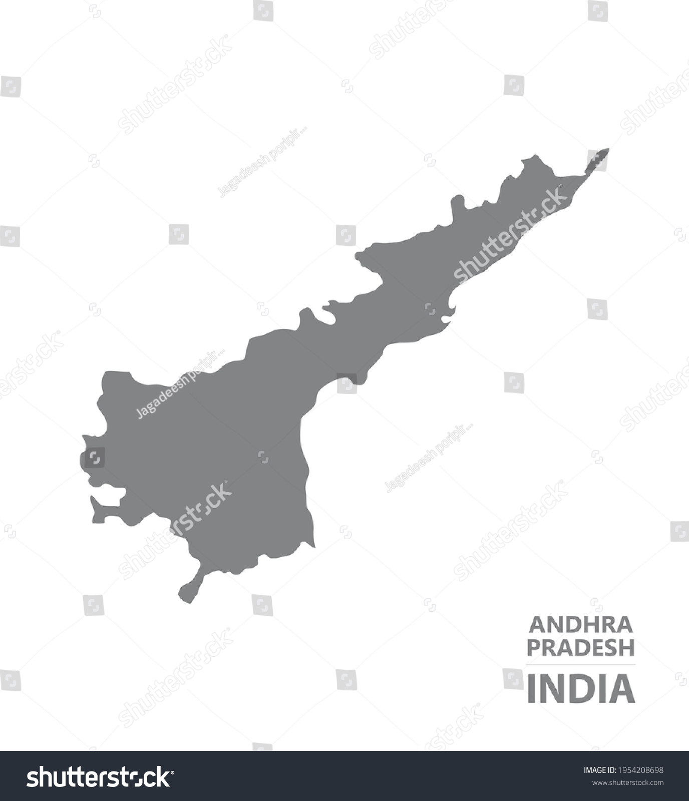 Andhra Pradesh India Map Vector Outline: เวกเตอร์สต็อก (ปลอดค่า ...