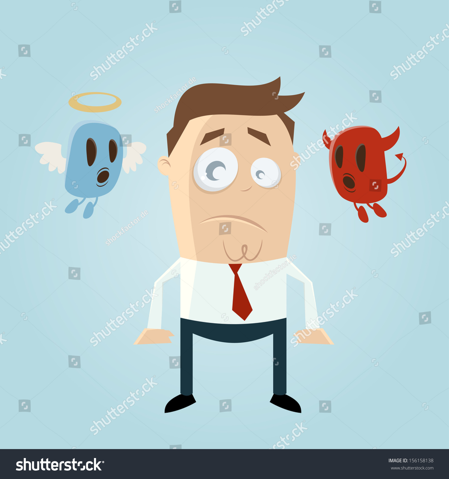 Angel Devil Affecting Thoughtful Cartoon Man Stock Vector (Royalty Free ...