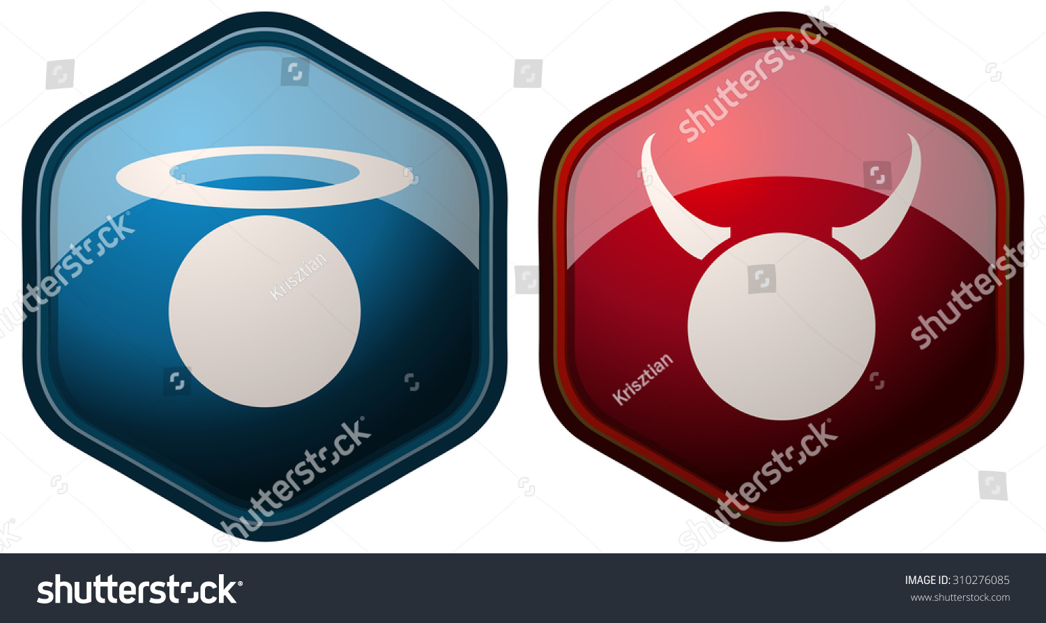 Angel Devil Glossy Hexagonal Signs Vector: vector de stock (libre de ...