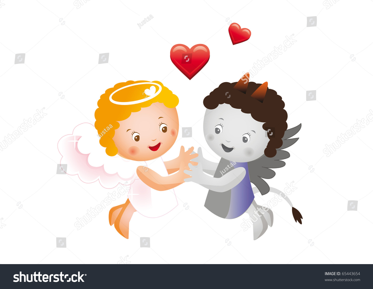 Angel Devil Hold Hands Stock Vector (Royalty Free) 65443654 | Shutterstock