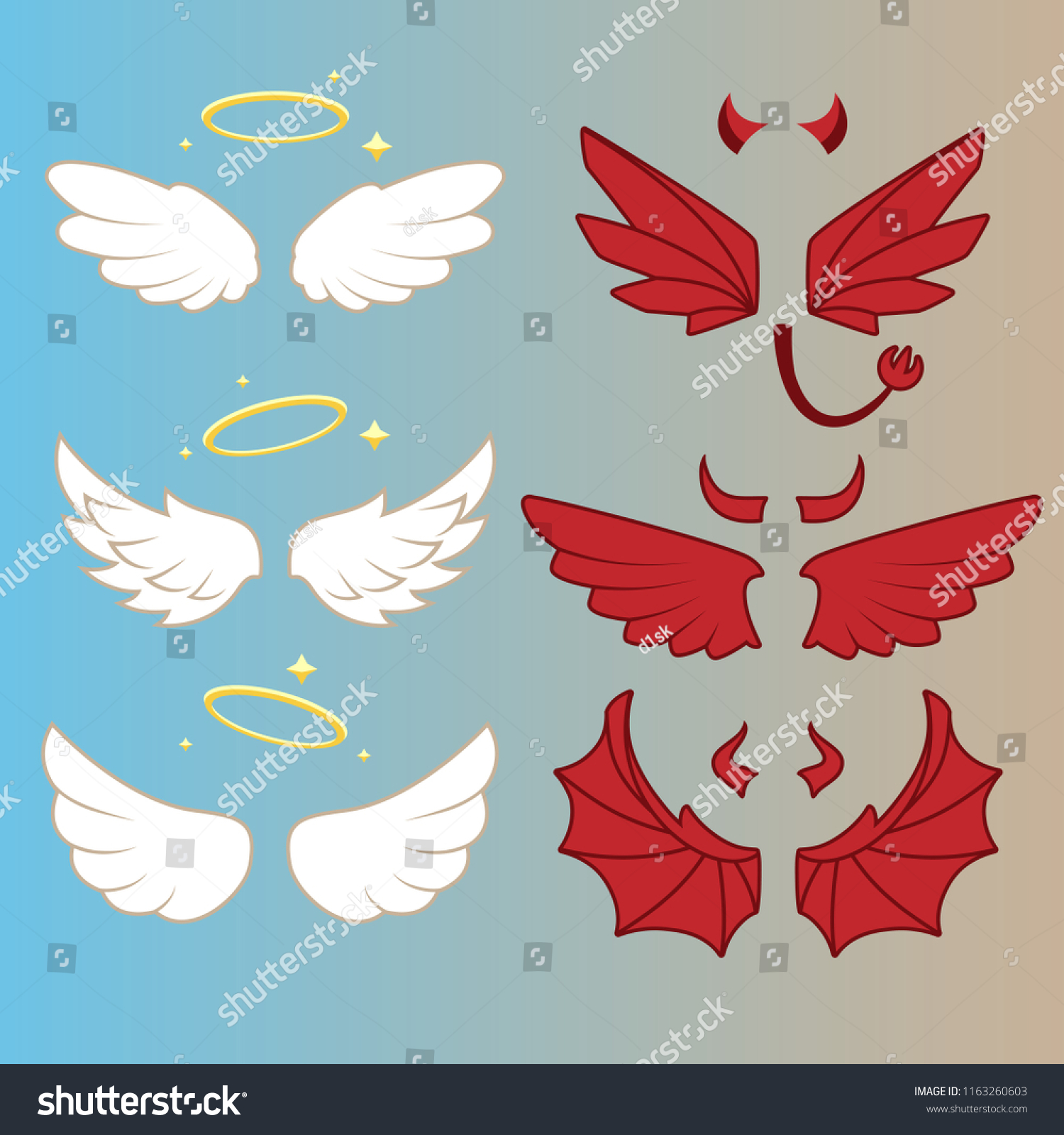 Angel Devil Wings Stock Vector (Royalty Free) 1163260603