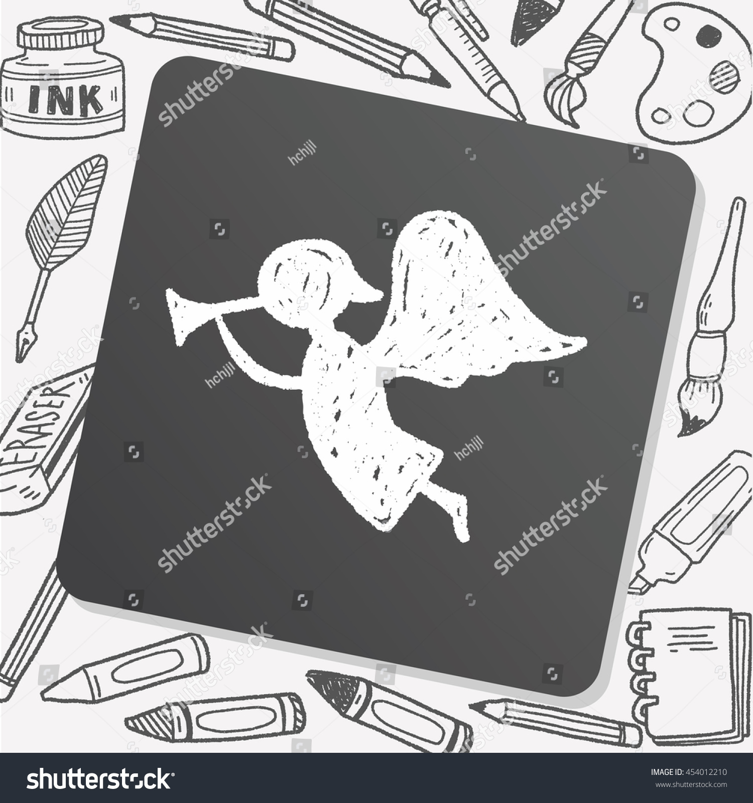Angel Doodle: vector de stock (libre de regalías) 454012210 | Shutterstock