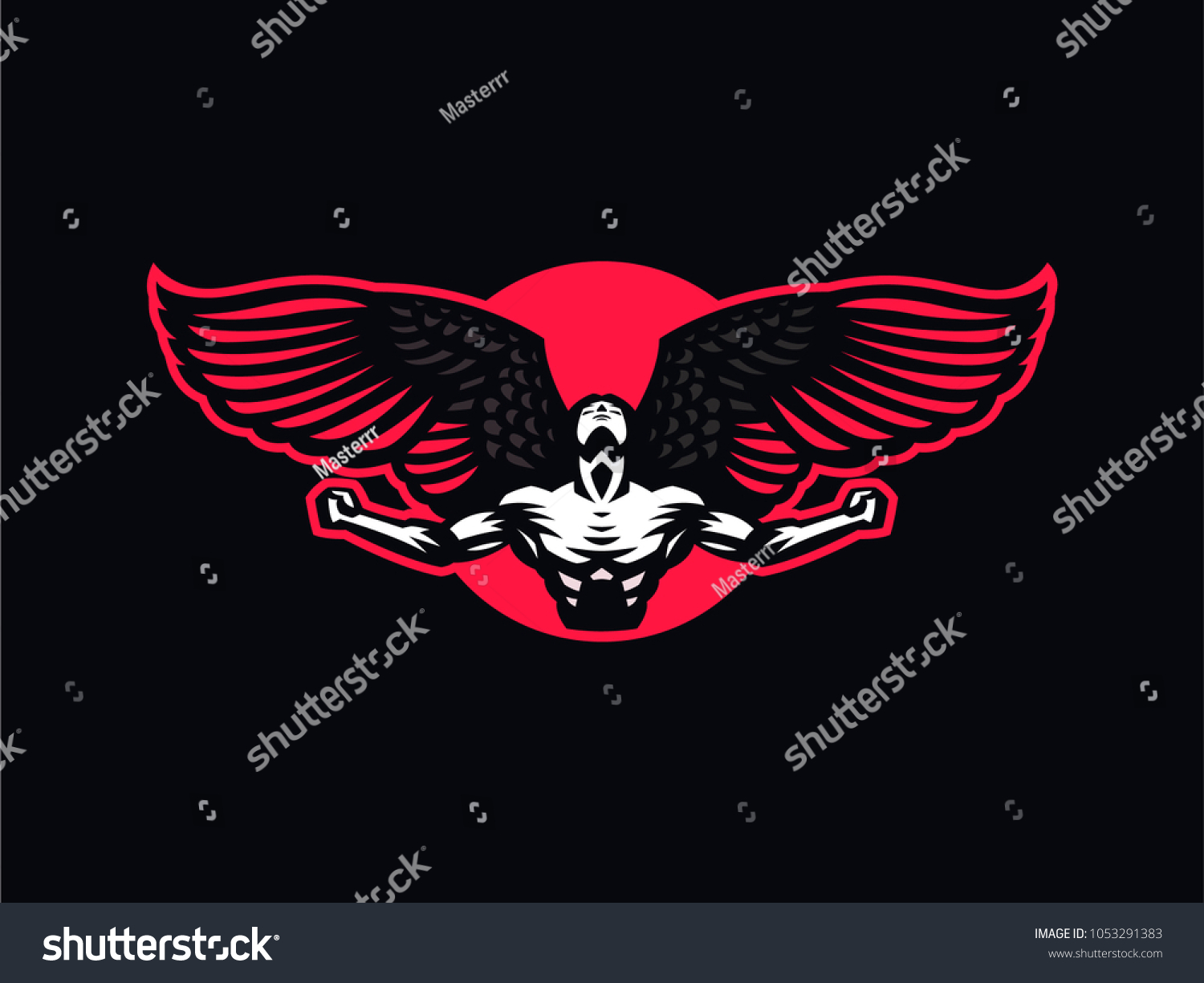 Angel Man Vector Emblem Stock Vector (Royalty Free) 1053291383