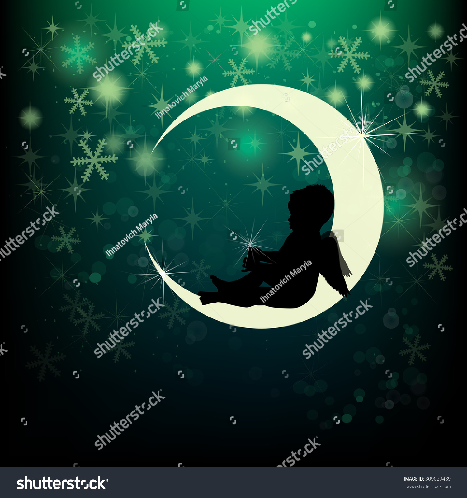 Angel On Moon Vector: เวกเตอร์สต็อก (ปลอดค่าลิขสิทธิ์) 309029489 ...