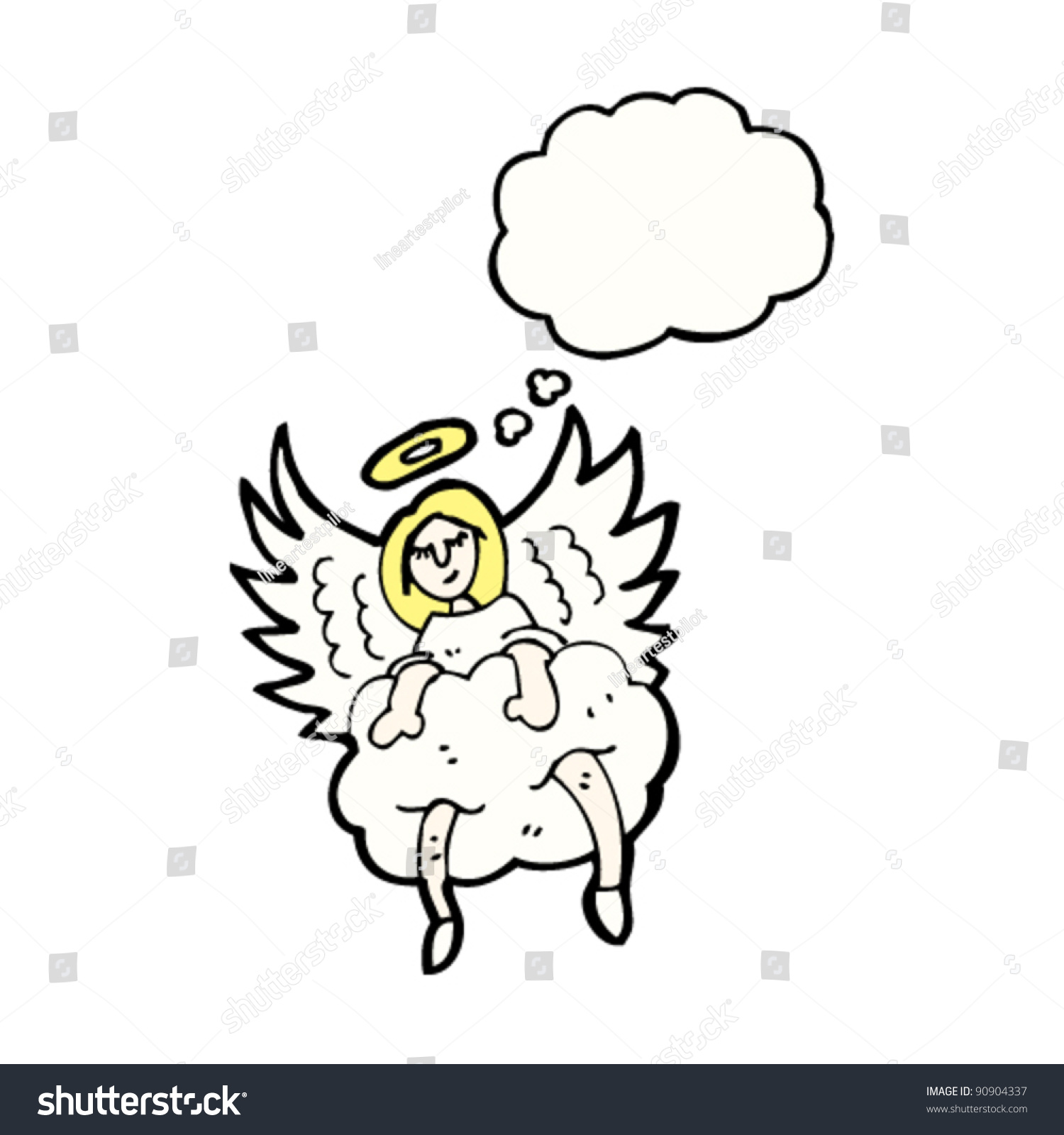 ángel sentado en una caricatura en: vector de stock (libre de regalías ...