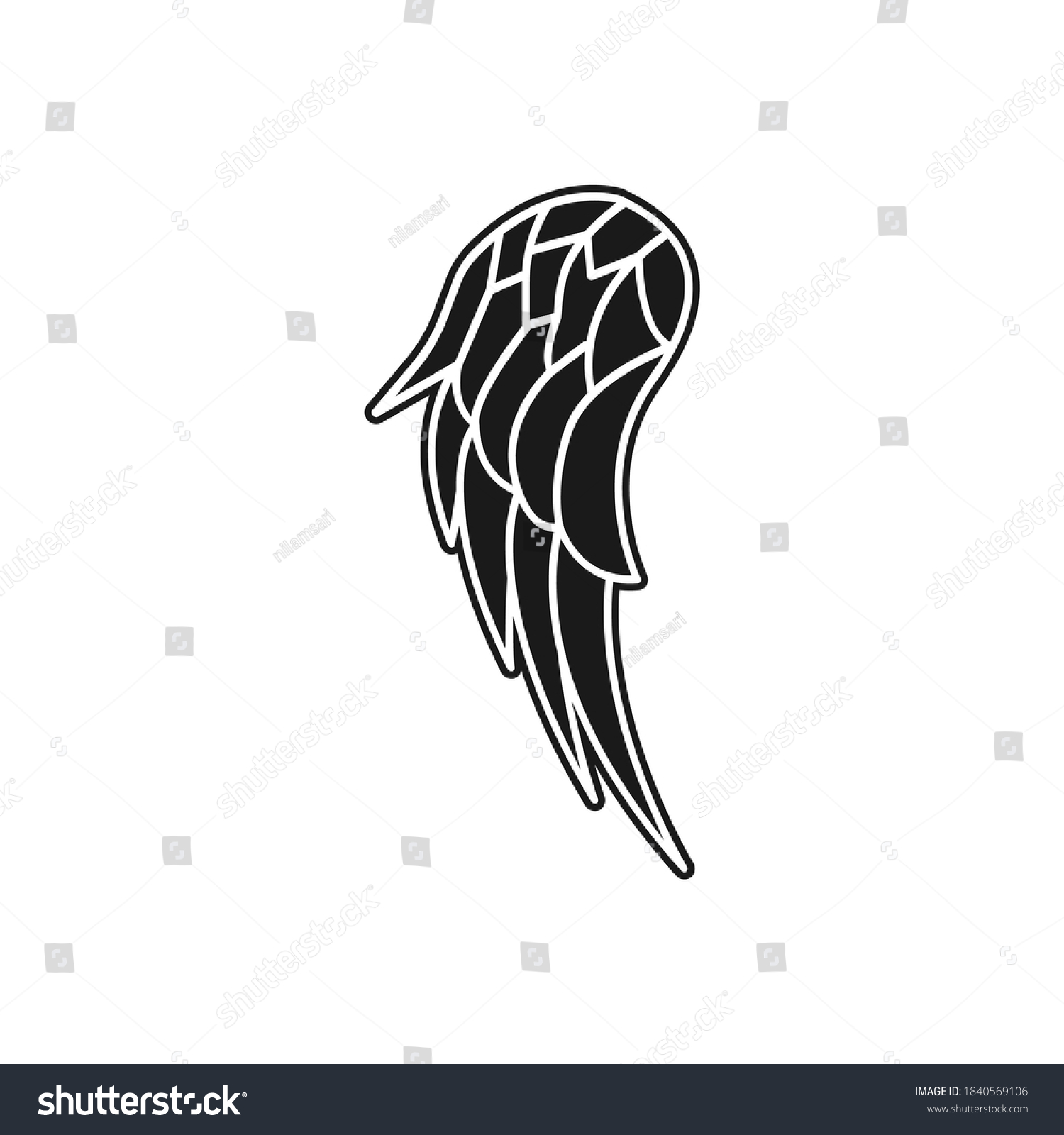 Angel Wing Icon Vector Design Stock Vector (Royalty Free) 1840569106 ...