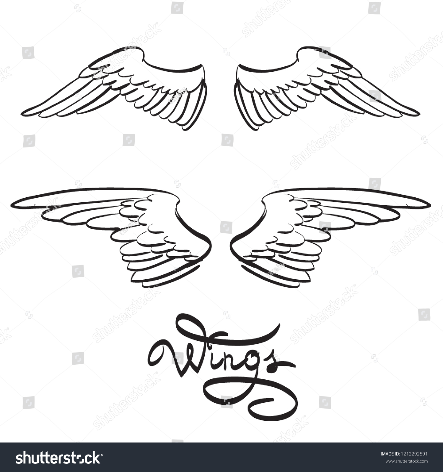 Angel Wings Lettering Vector Stock Vector (Royalty Free) 1212292591