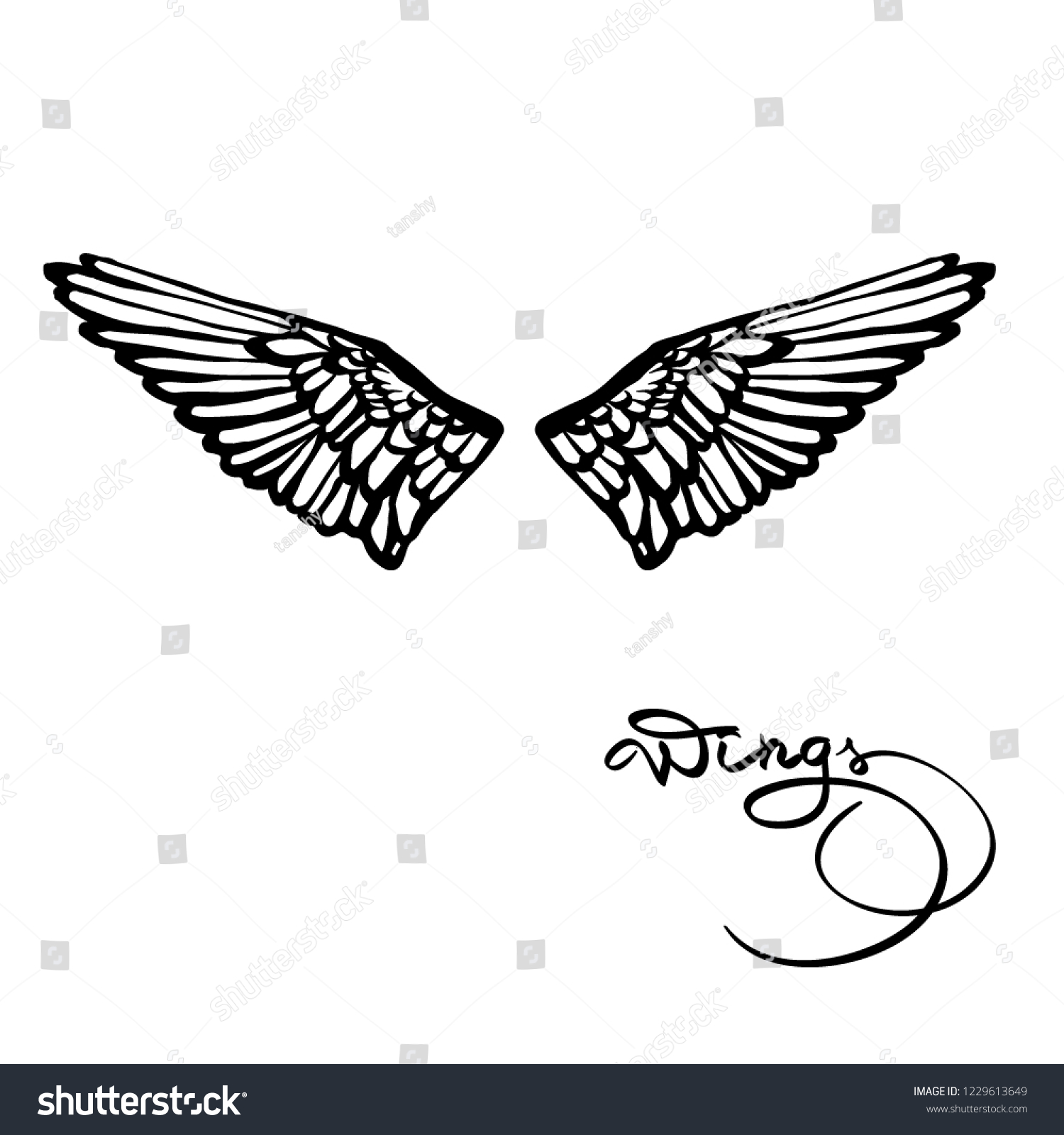 Angel Wings Lettering Vector Stock Vector (Royalty Free) 1229613649