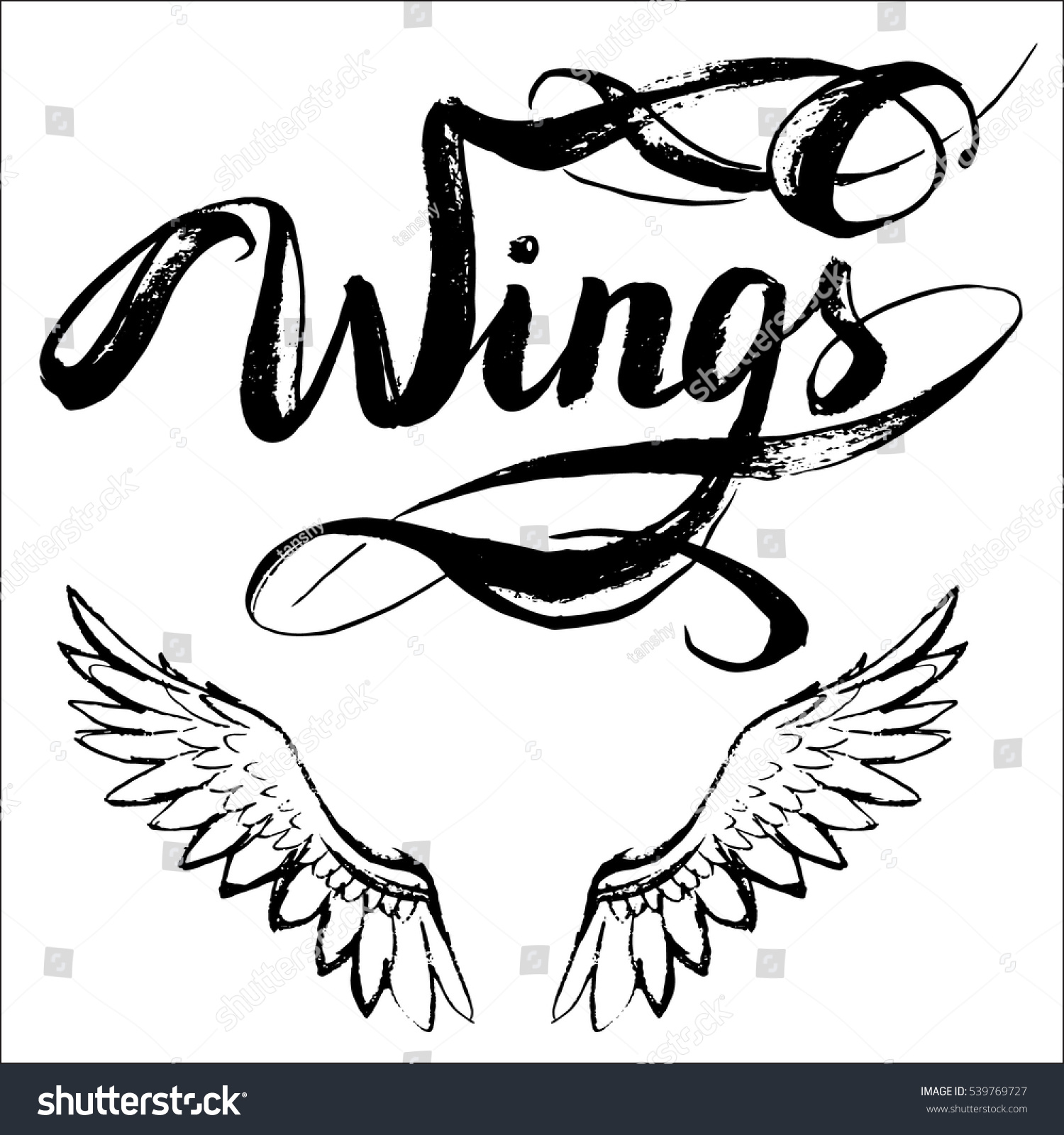 Angel Wings Vector Lettering Drawing: Vector có sẵn (miễn phí bản quyền ...