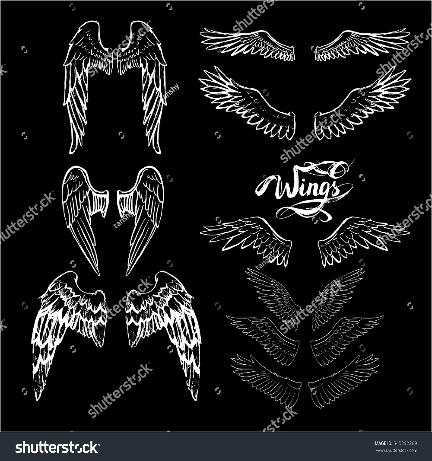 Angel Wings Vector Lettering Drawing: Vector có sẵn (miễn phí bản quyền ...
