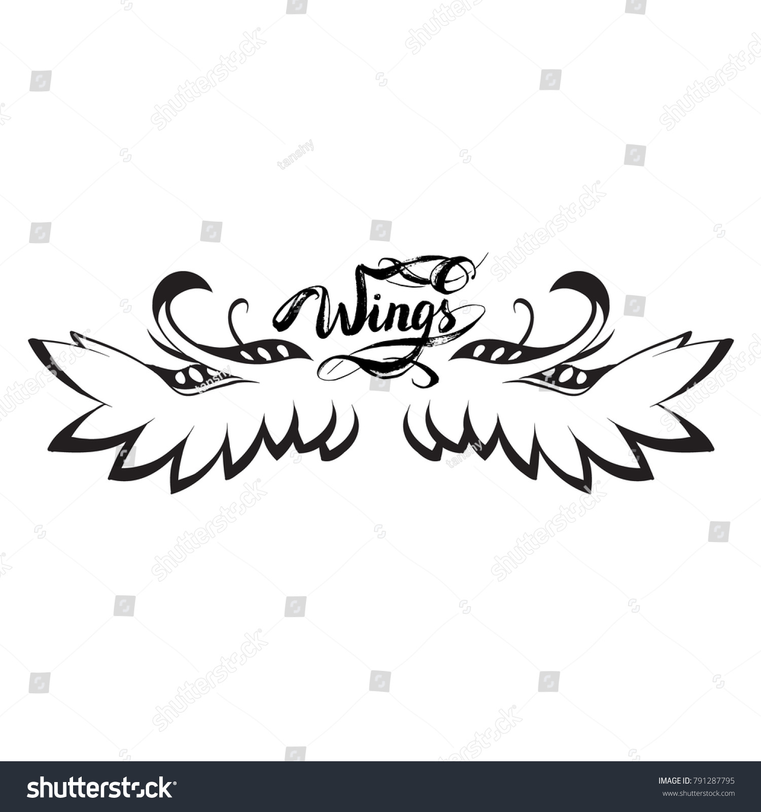 Angel Wings Vector Lettering Drawing Stock Vector (Royalty Free) 791287795