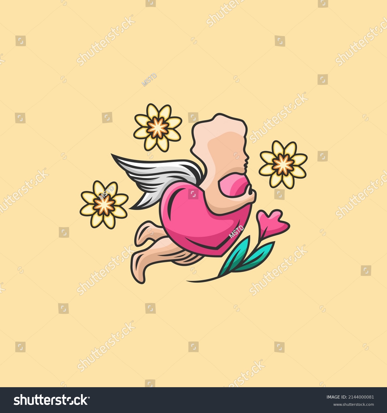 Angel Flower Design Vector Stock Vector (Royalty Free) 2144000081 ...