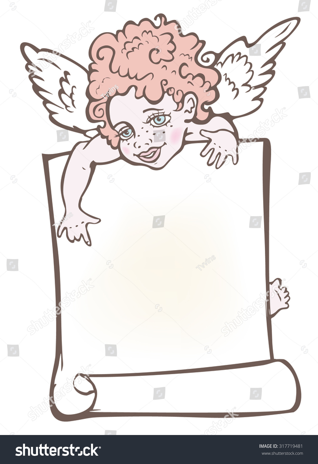 Angel Paper Scroll Vector Illustration: vector de stock (libre de ...