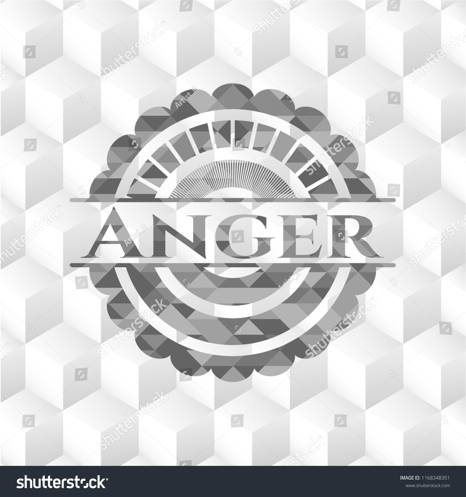 Anger Grey Emblem Cube White Background Stock Vector (Royalty Free ...