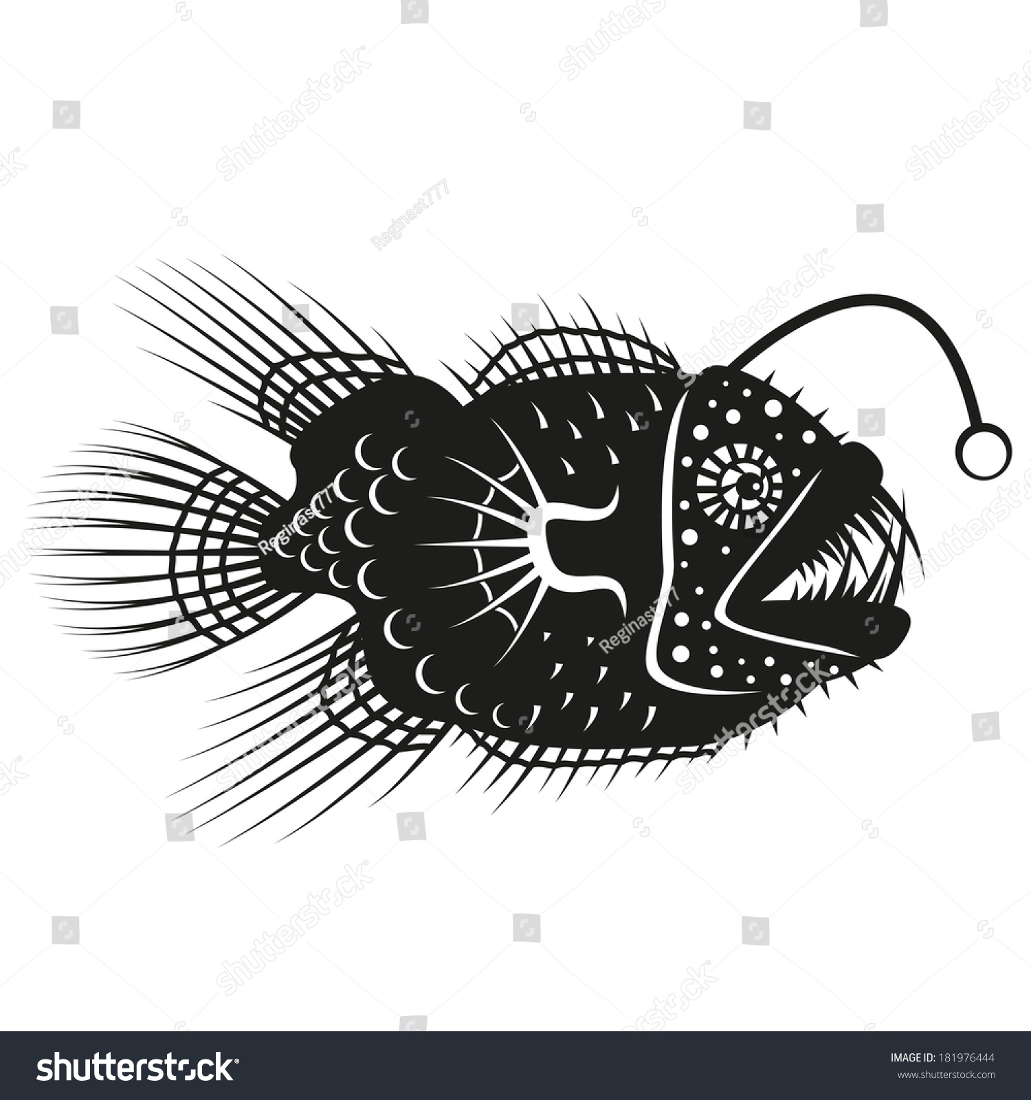 Anglerfish Isolated On White Background Stock Vector (Royalty Free ...
