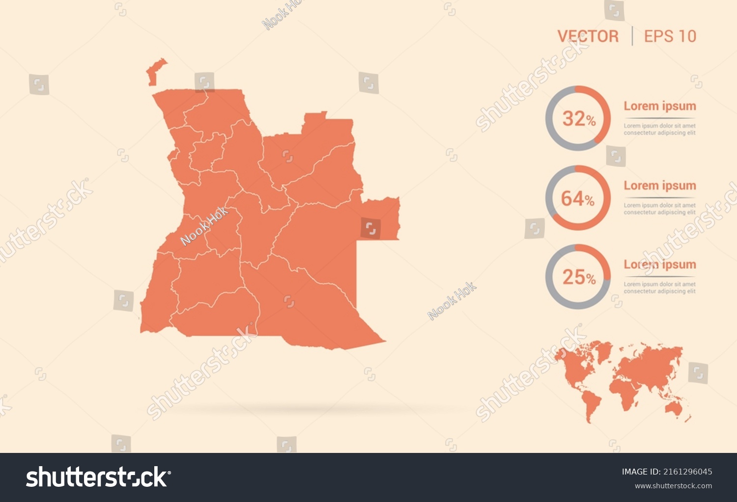 Angola Map Orange Abstract Infographic Vector Stock Vector (Royalty ...