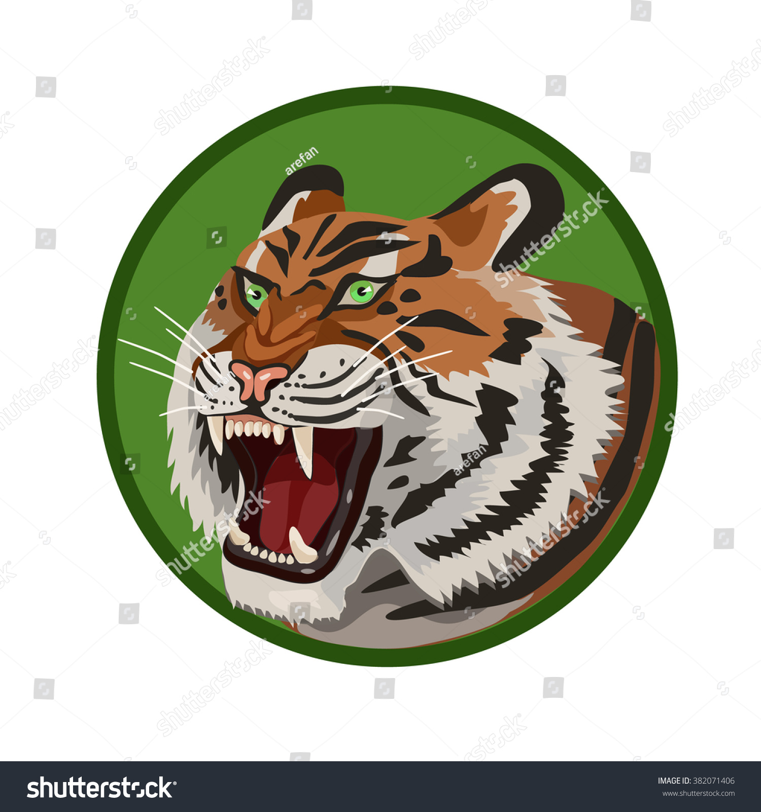Angry Aggressive Tiger Stock Vector (Royalty Free) 382071406 | Shutterstock