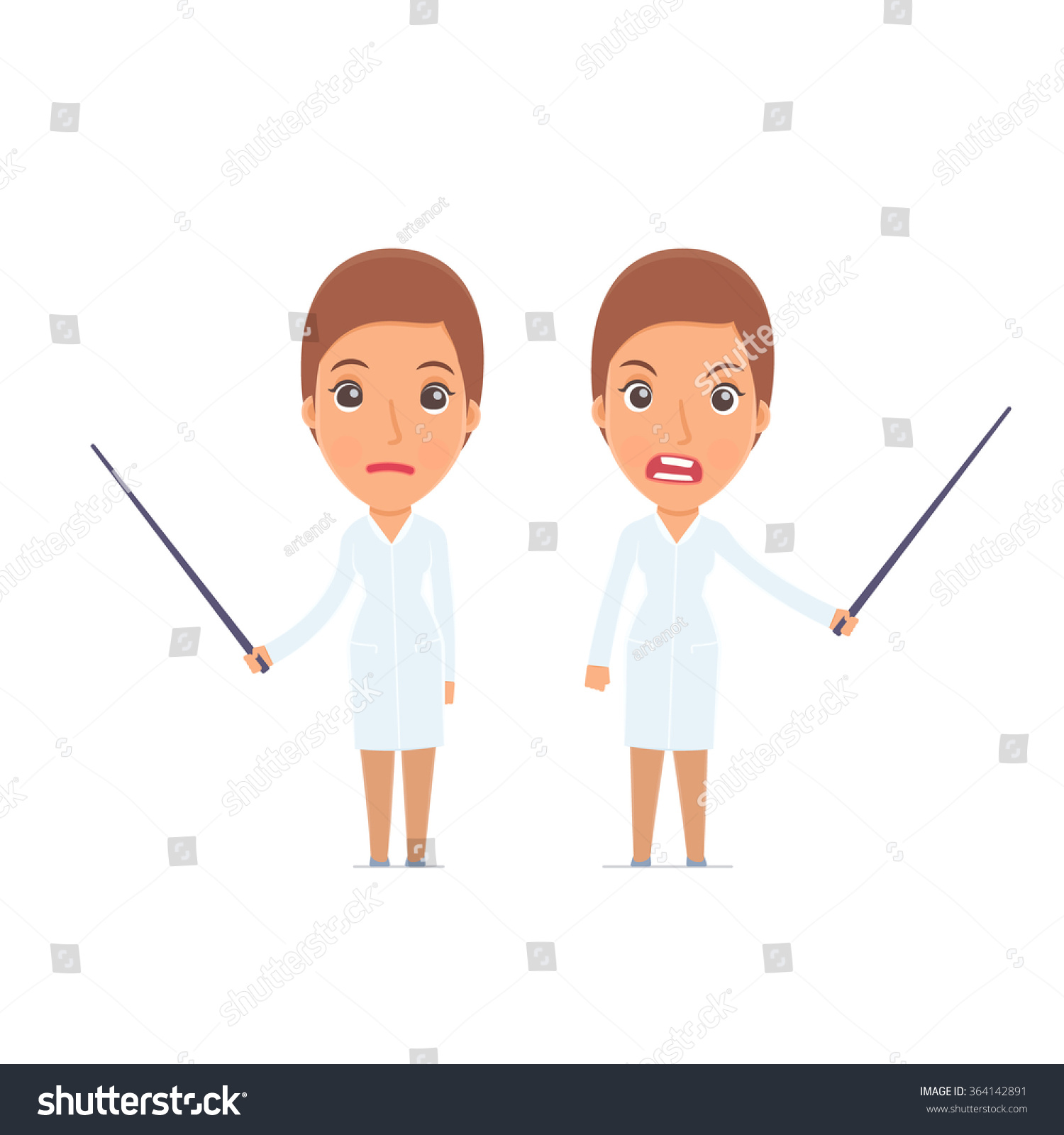 Angry Sad Character Nurse Making Presentation Stock Vector (Royalty ...