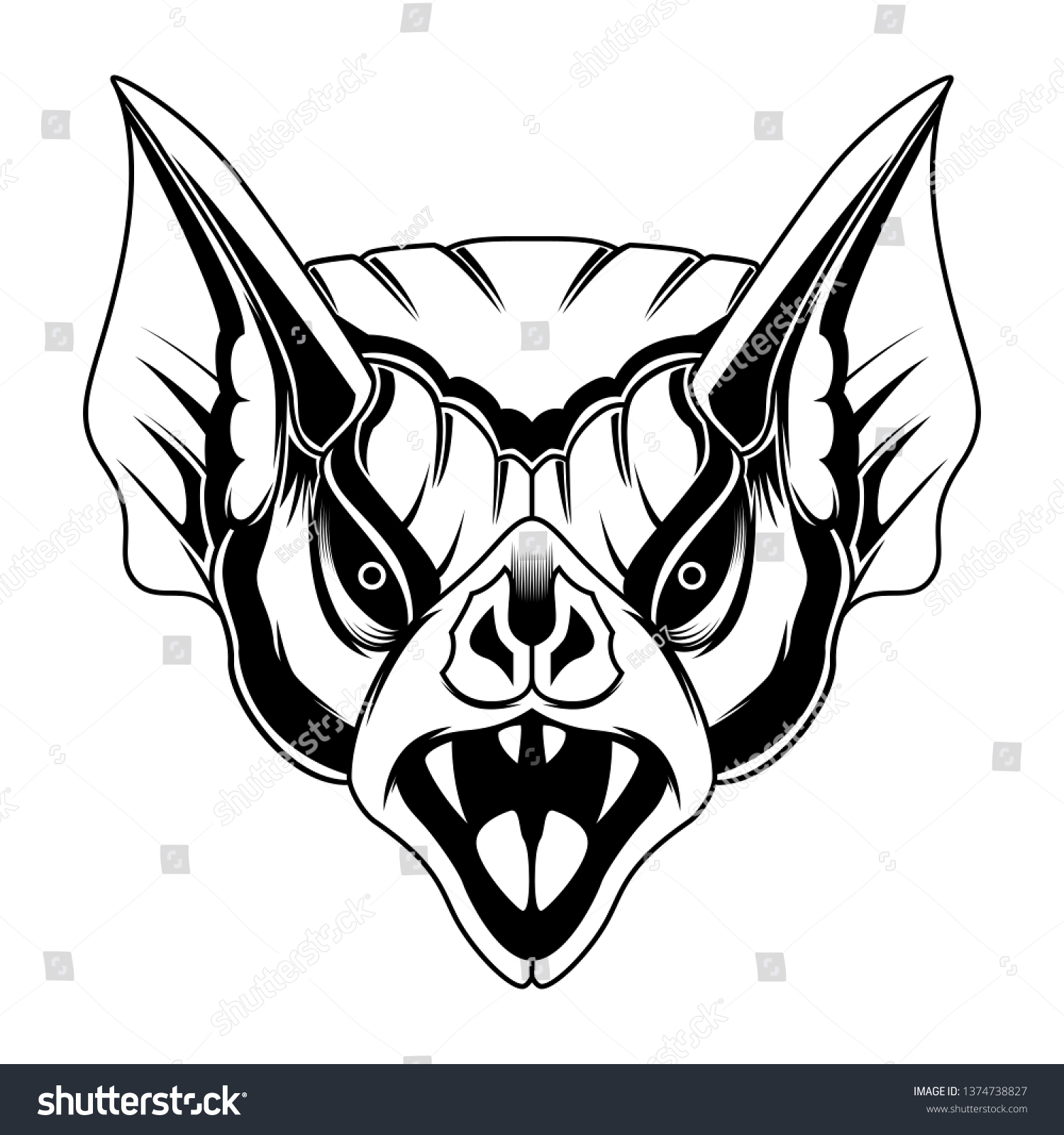 Angry Bat Head Vector Illustration: เวกเตอร์สต็อก (ปลอดค่าลิขสิทธิ์ ...