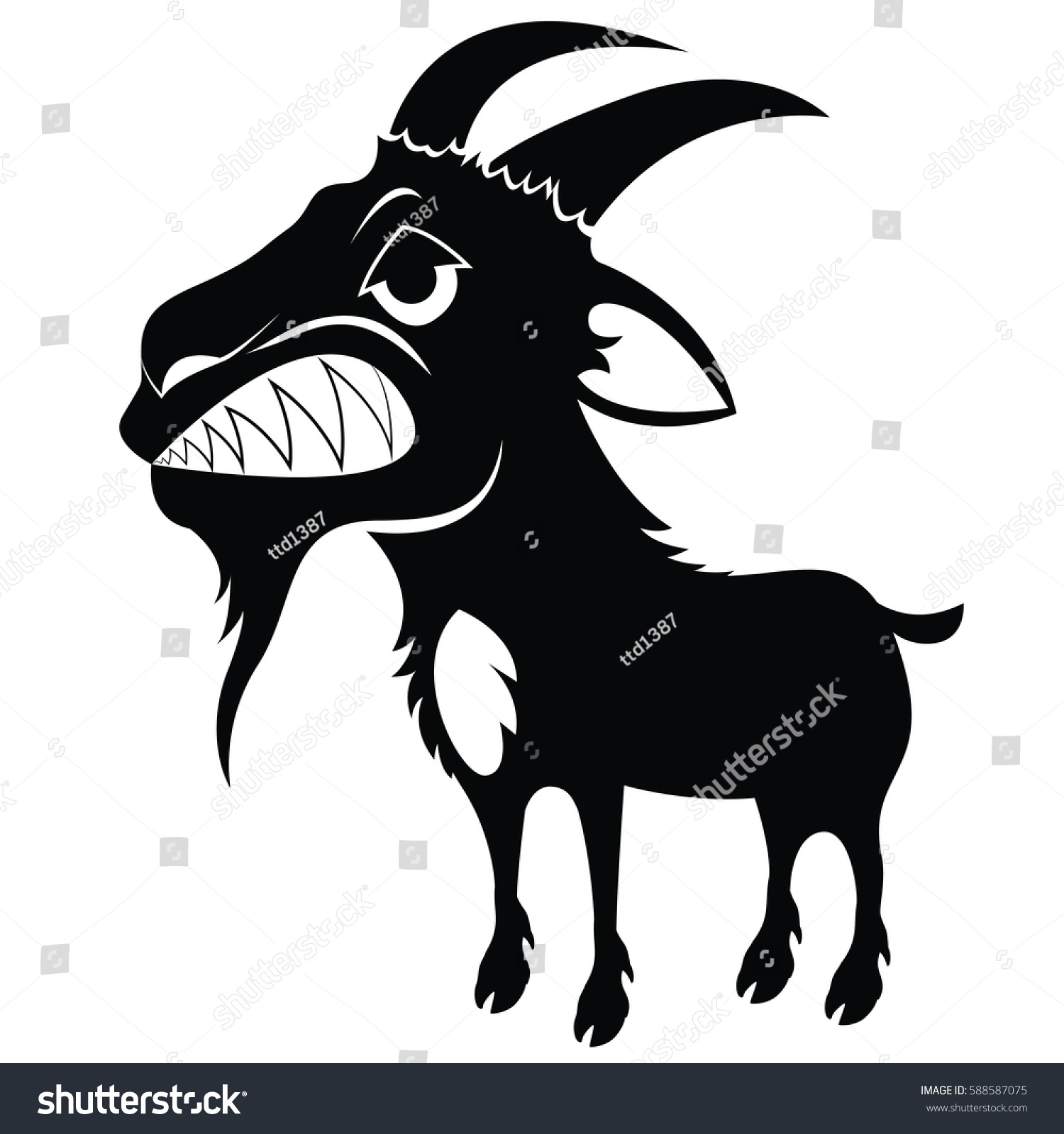 Angry Black Goat Stock Vector (Royalty Free) 588587075