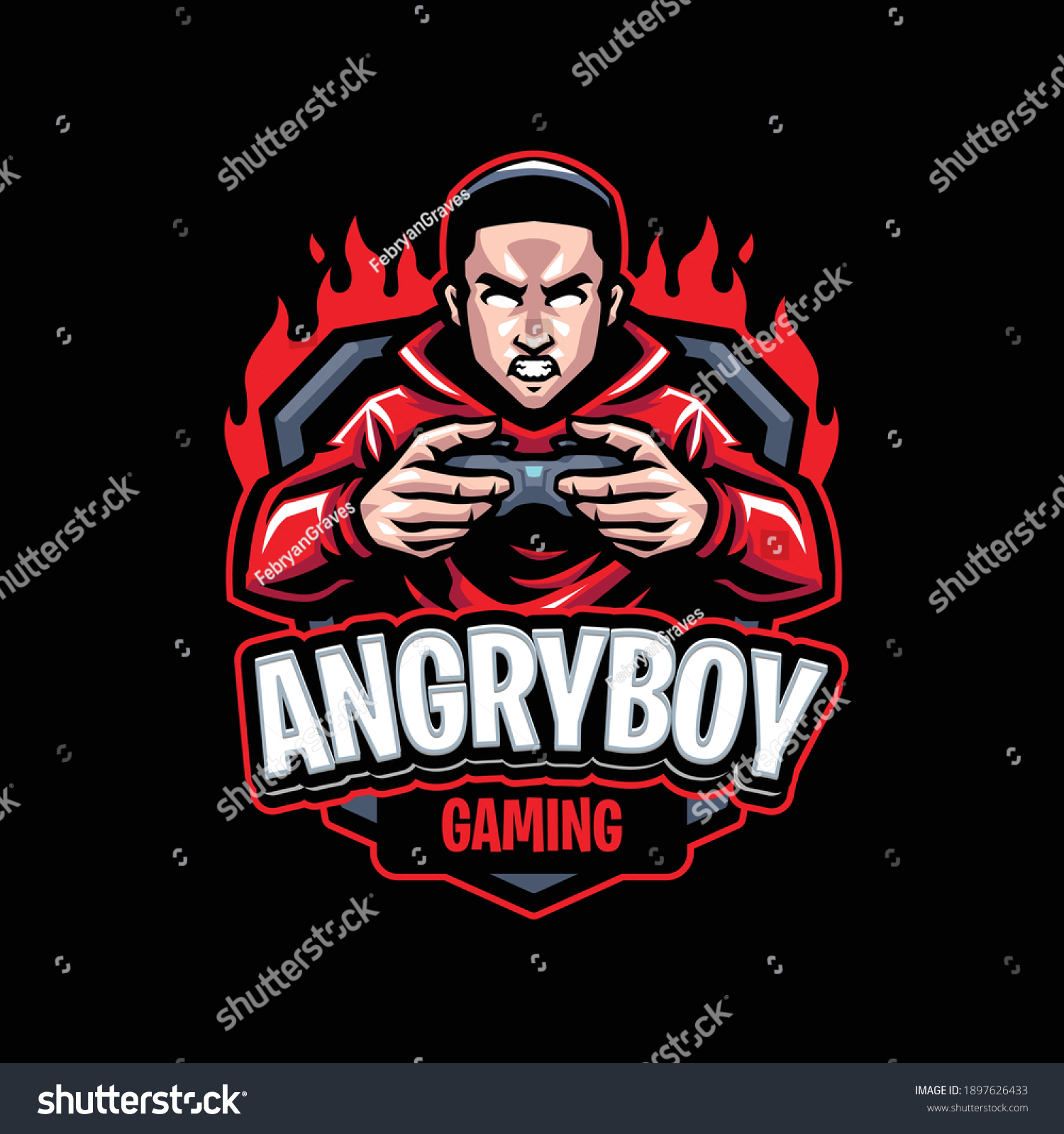 Angry Boy 2 Mascot Logo Template Stock Vector (Royalty Free) 1897626433 ...