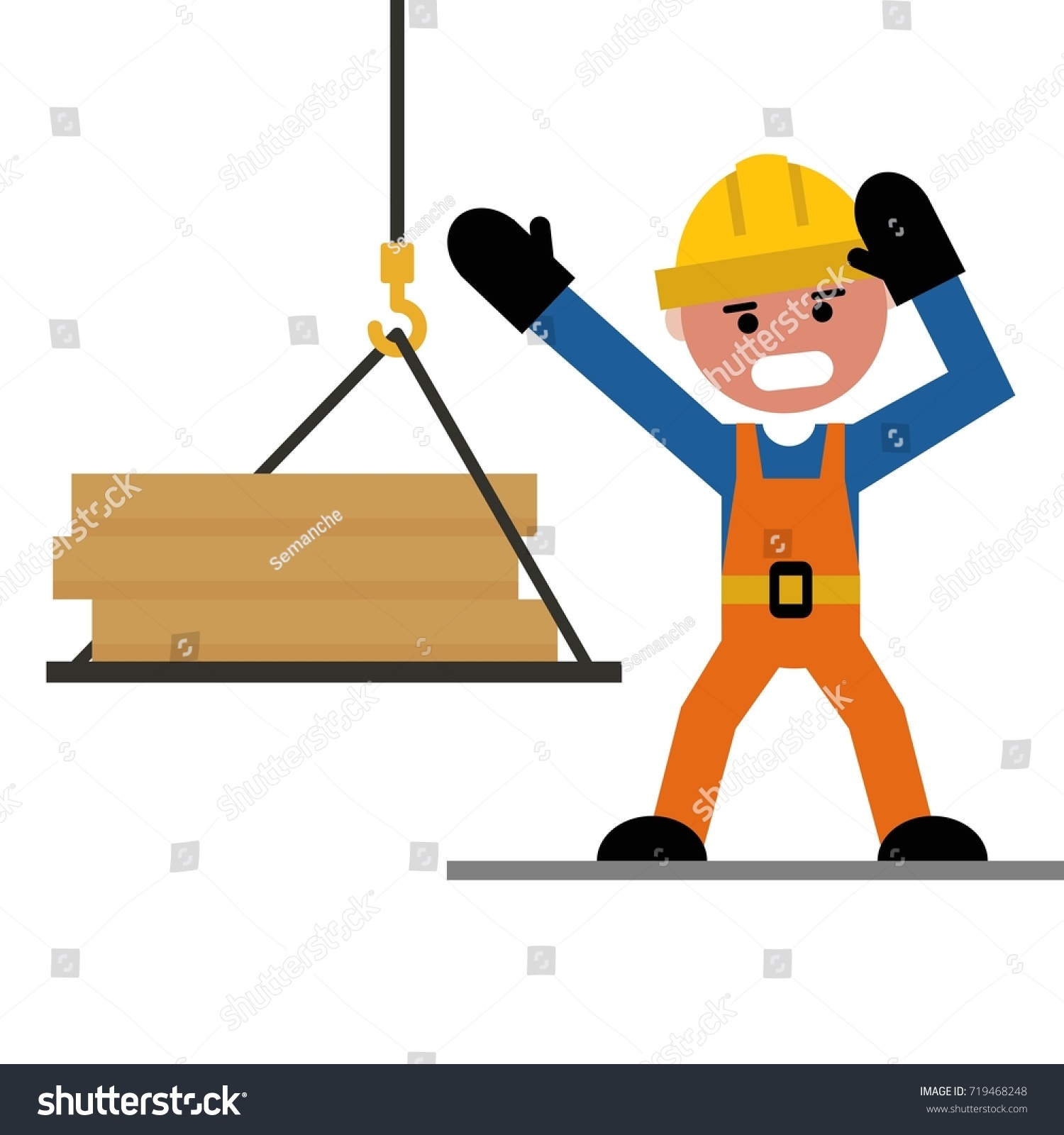 Angry Builder Vector Illustration Isolated On Stock Vector (Royalty ...