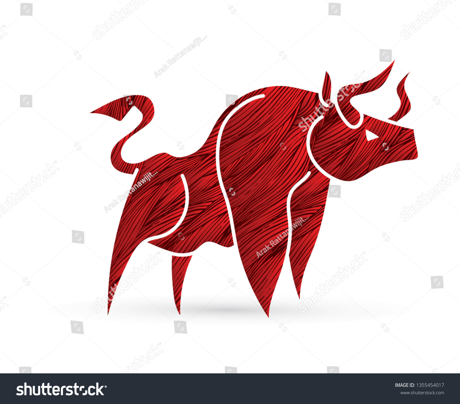 Angry Bull Graphic Vector Stock Vector (Royalty Free) 1355454017